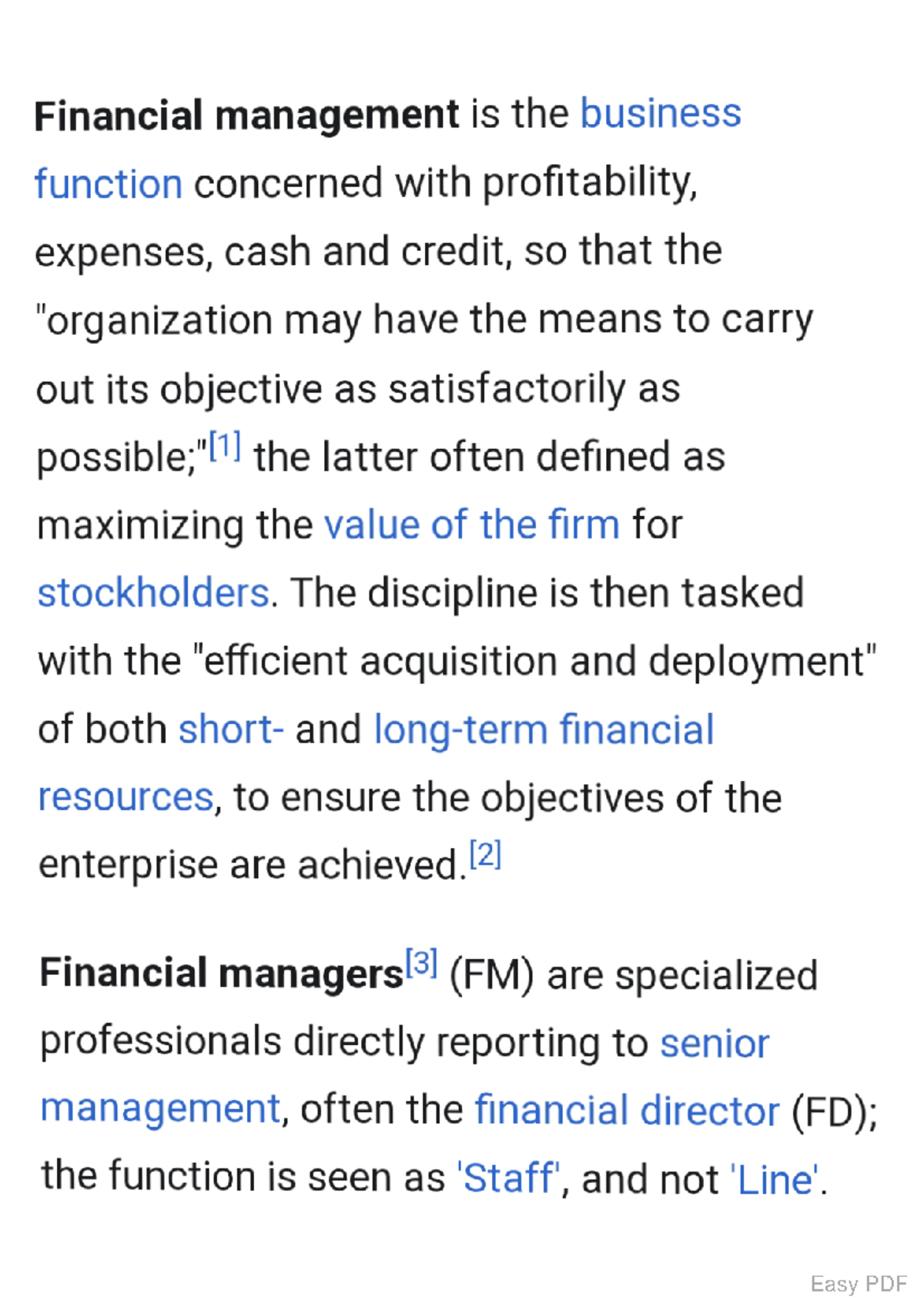 Easy PDF Print PDF - Business function - Financial Management - Studocu