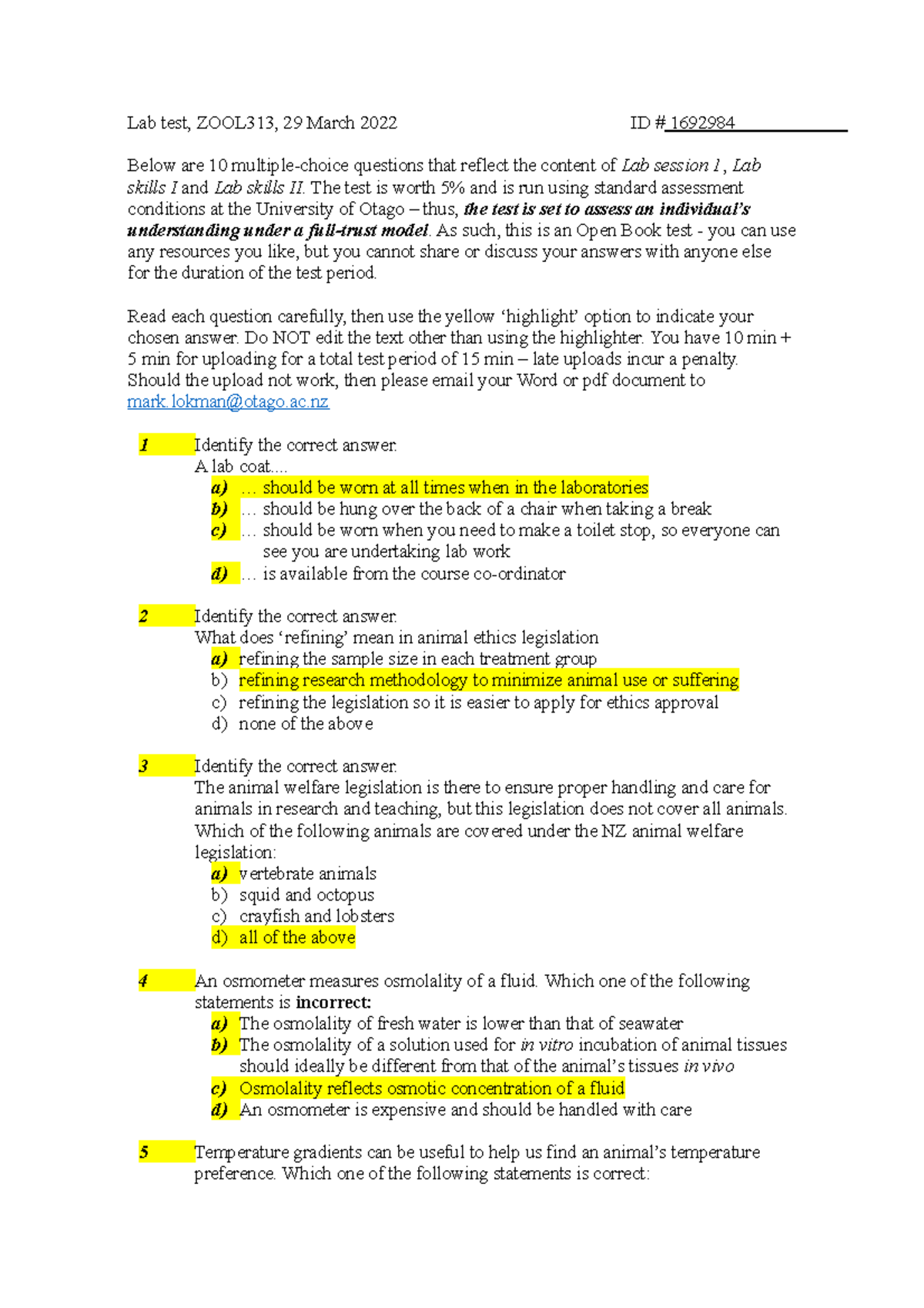 Lab test 29 March - Lab skills 2 questions and answers for revision of ...