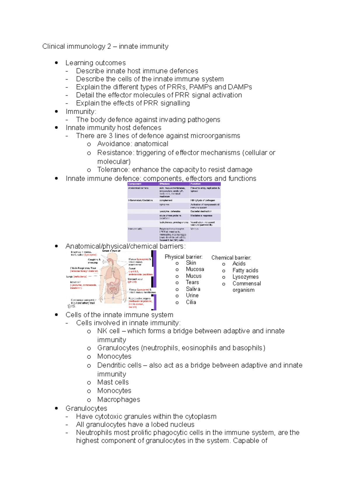 Clinical immunology 2 - Lecture notes - LBU - Studocu