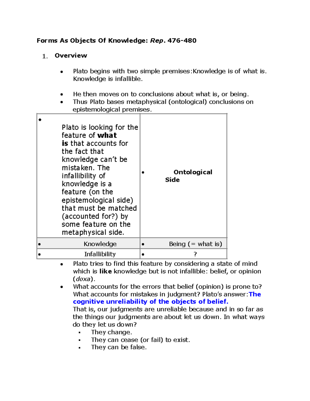 Phil 23 - Objects of knowledge philosophy class notes - Forms As ...