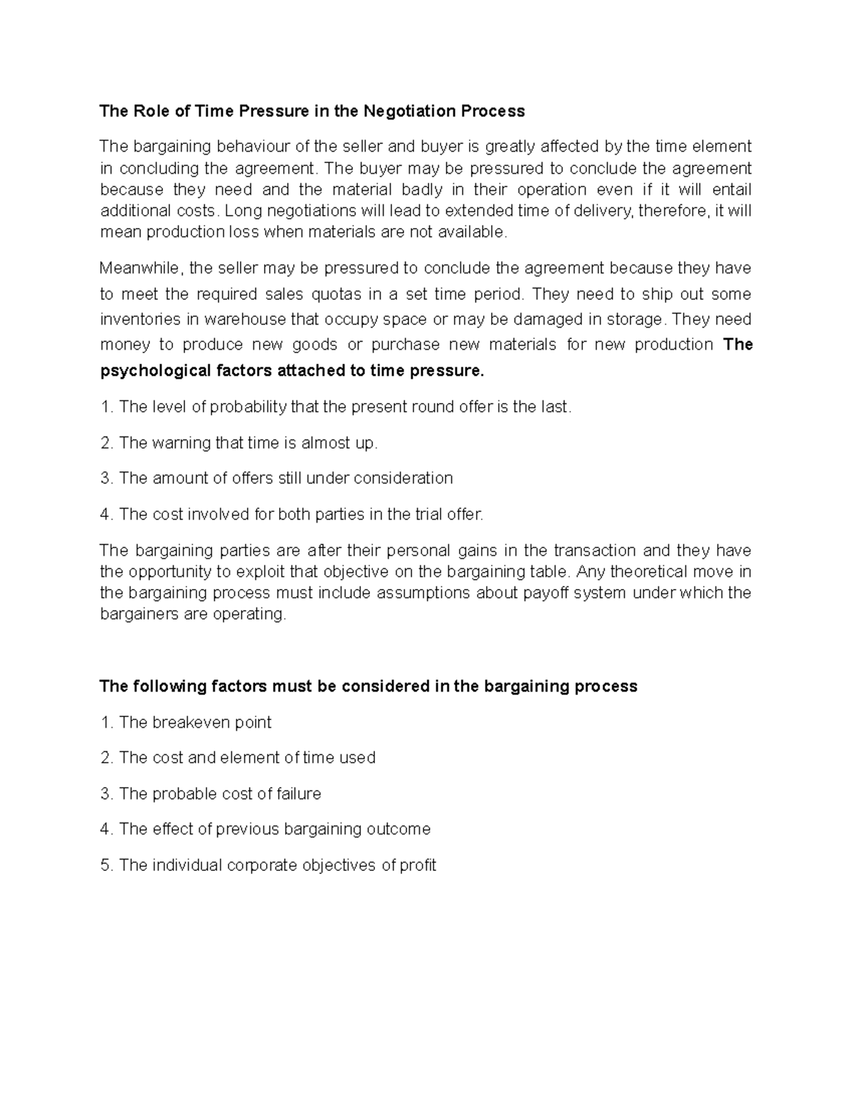 Lesson 32 The Role of Time Pressure in the Negotiation Process - The ...
