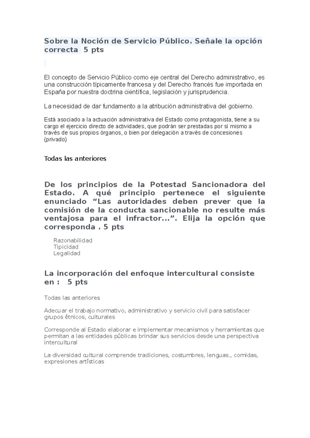 Practica 1 - Sobre la Noción de Servicio Público. Señale la opción ...