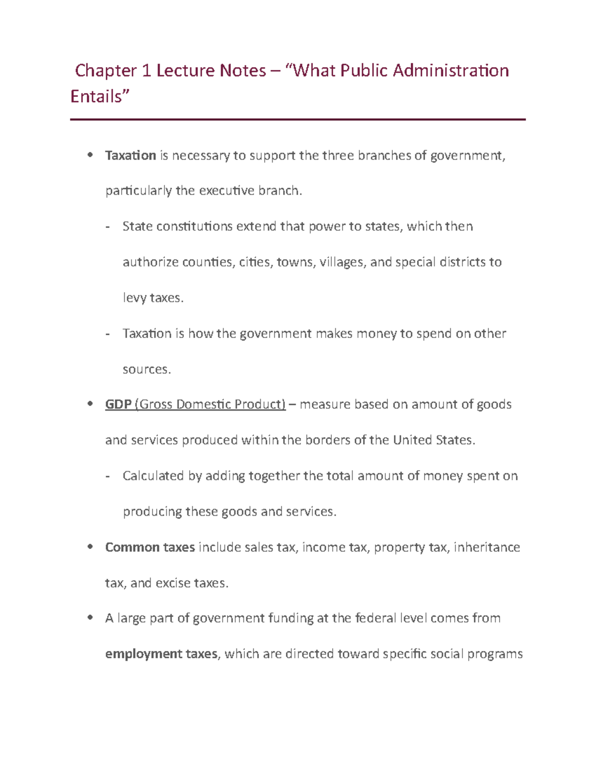 Chapter 1 Lecture Notes - "What Public Administration Entails ...