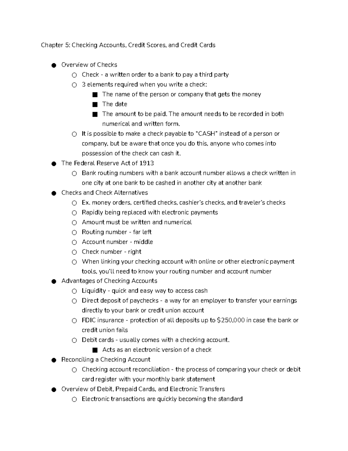 Chapter 5 Checking Accounts, Credit Scores, and Credit Cards - The ...