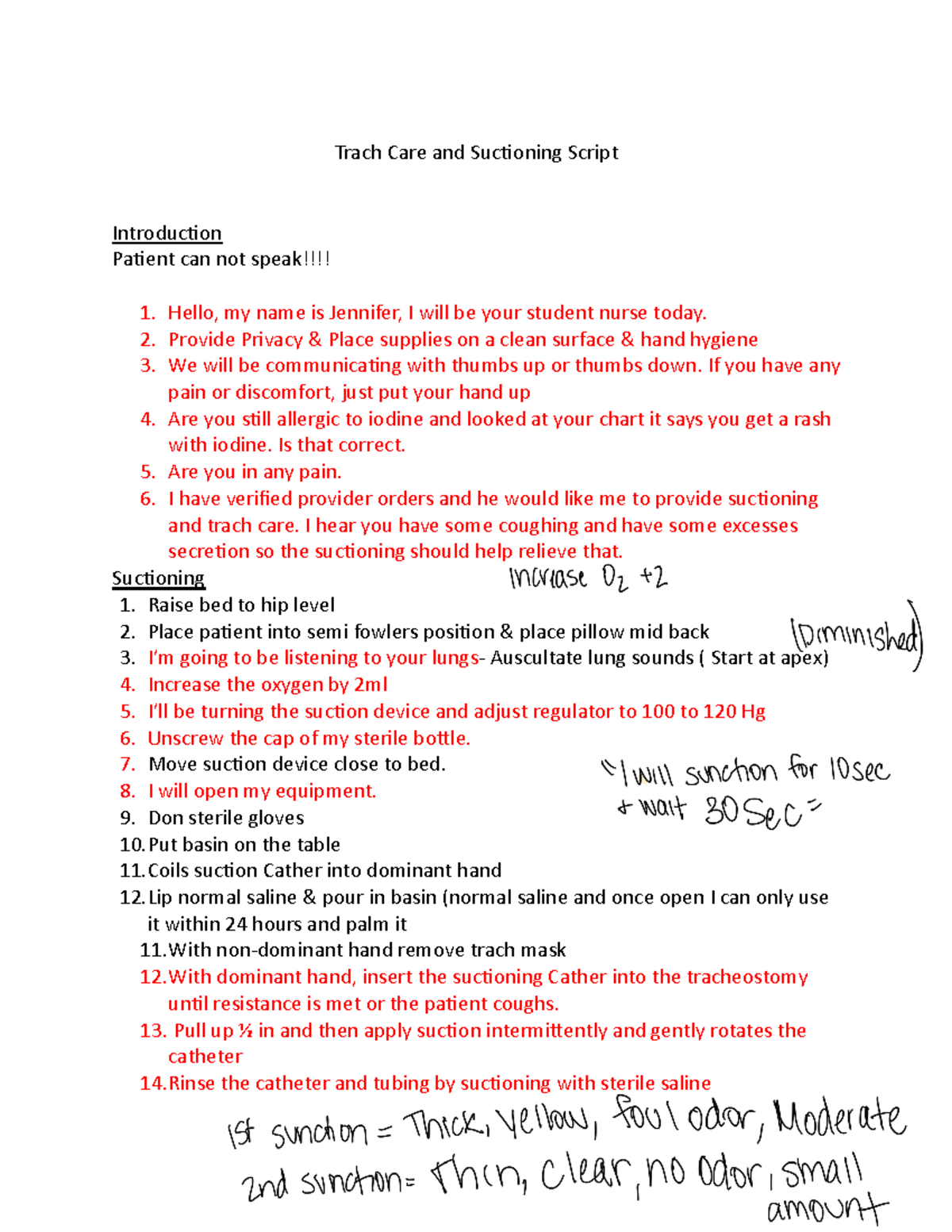 Wound care script - Trach Care and Suc-oning Script Introduc-on Pa-ent ...