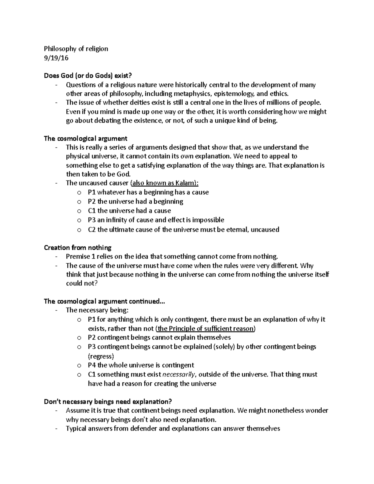 Philosophy of religion - Philosophy of religion 9/19/ Does God (or do ...