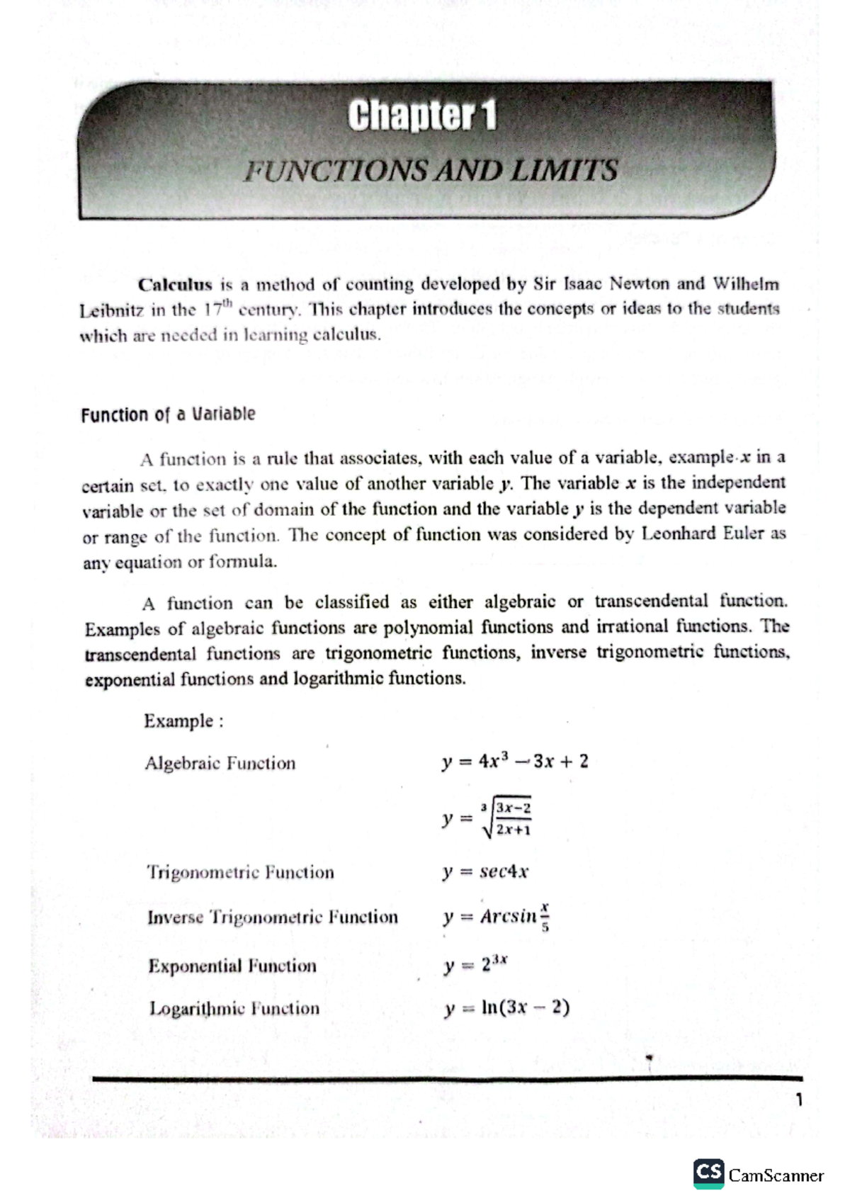 Chapter 1 Functions and Limits - Secondary Education - Studocu