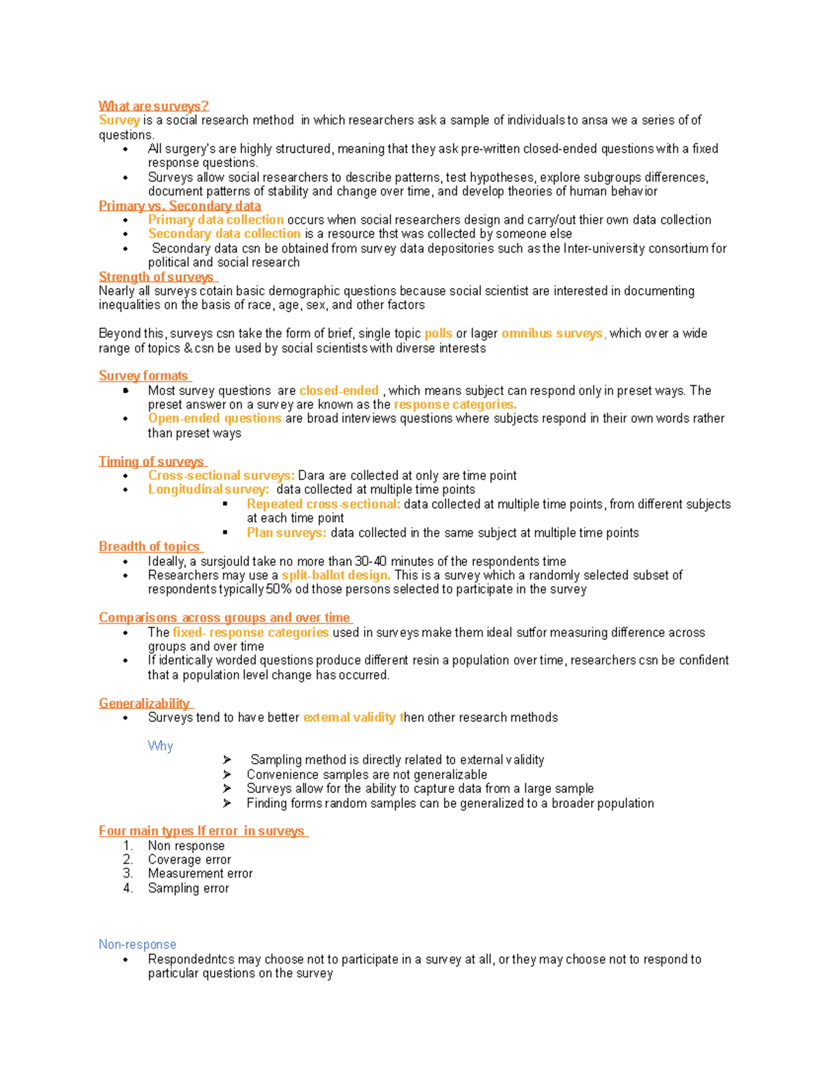 Notes - Surveys - What are surveys? Survey is a social research method ...