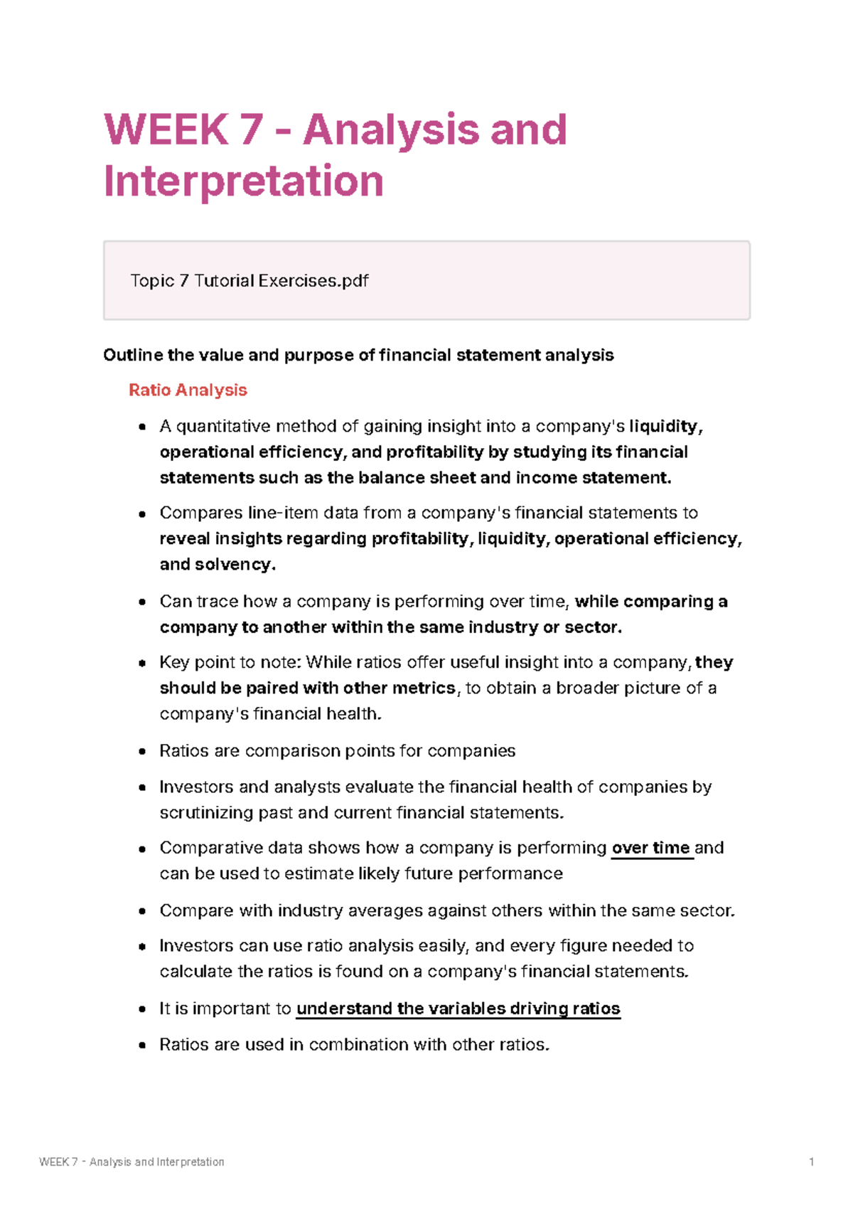 WEEK 7 - Analysis and Interpretation - WEEK 7 - Analysis and Interpretation Topic 7 Tutorial ...