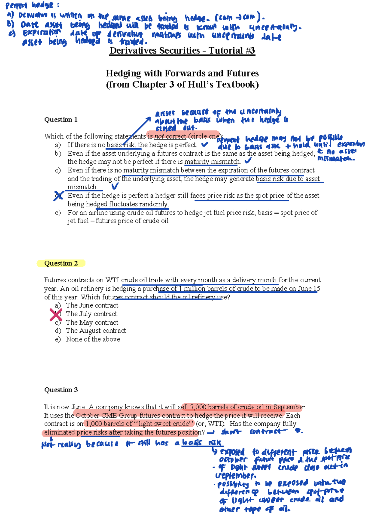 Tutorial+3+Q+explanation - Derivatives Securities - Tutorial Hedging ...