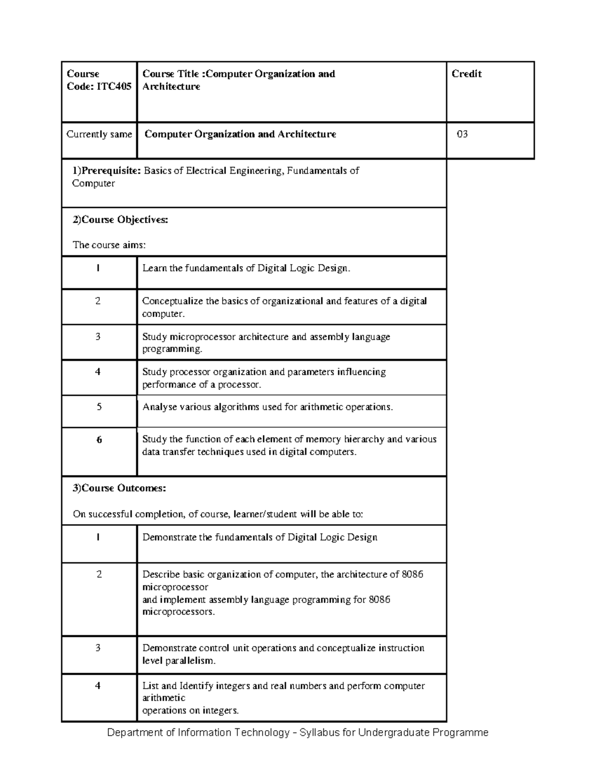 Auton. Syllabus IT Sem 4 (COA) - Course Code: ITC Course Title ...