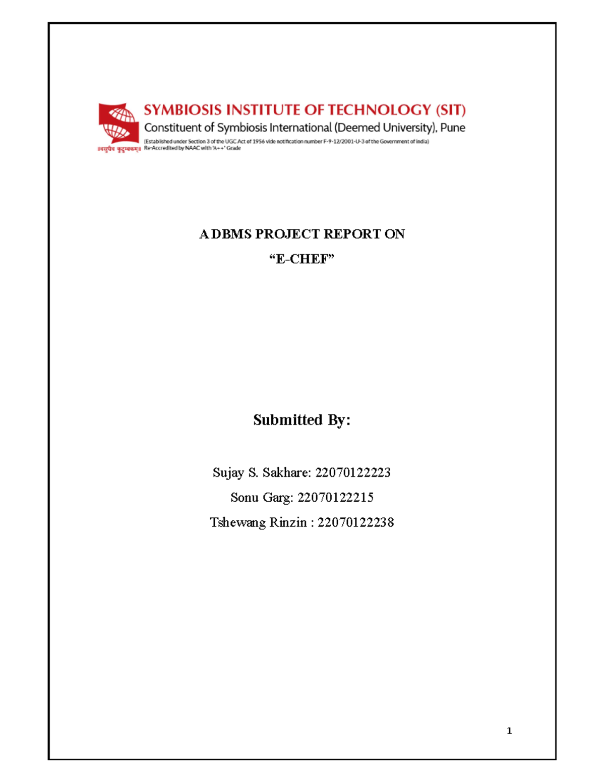 cooking recipe database (DBMS Project) - A DBMS PROJECT REPORT ON “E ...