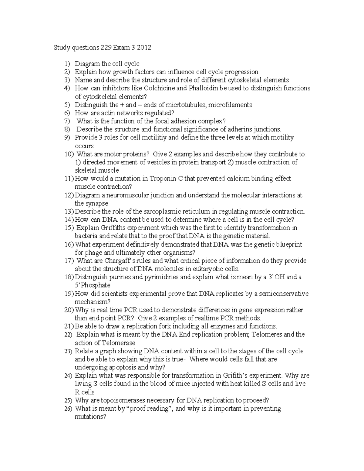 229 exam 3 study guide 2015-1 - Study questions 229 Exam 3 2012 1 ...