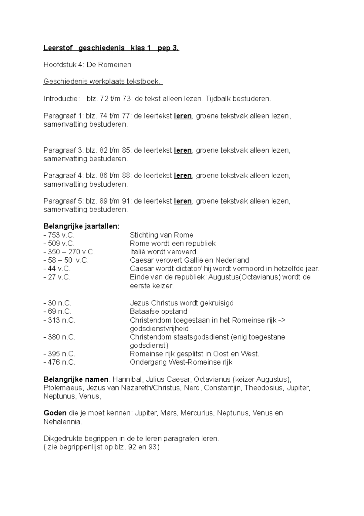 Leerstof geschiedenis klas 1 pep 3 - Hoofdstuk 4: De Romeinen Geschiedenis werkplaats tekstboek ...