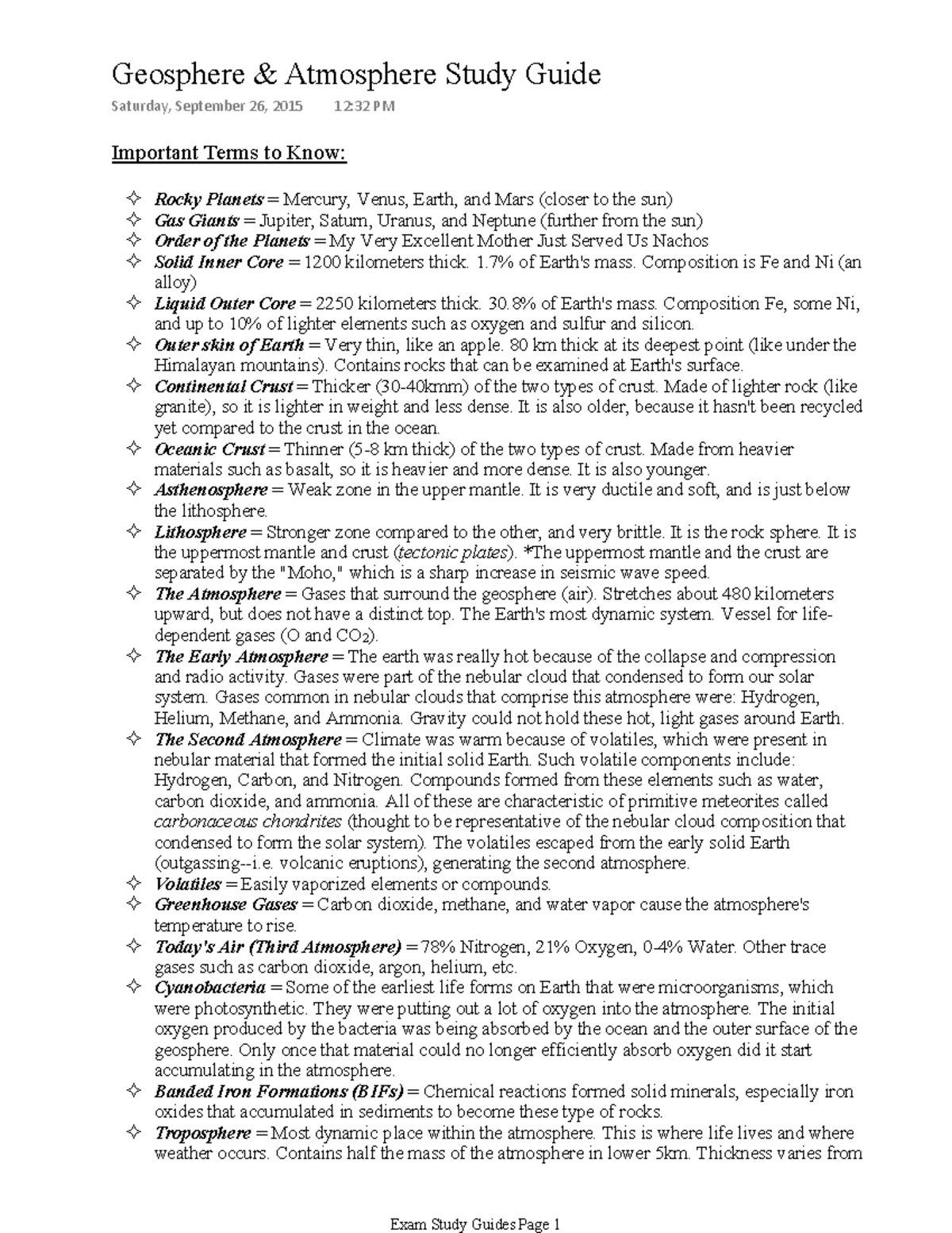 GLG121 Geosphere and Atmosphere Lecture Notes - Warning: TT: undefined ...