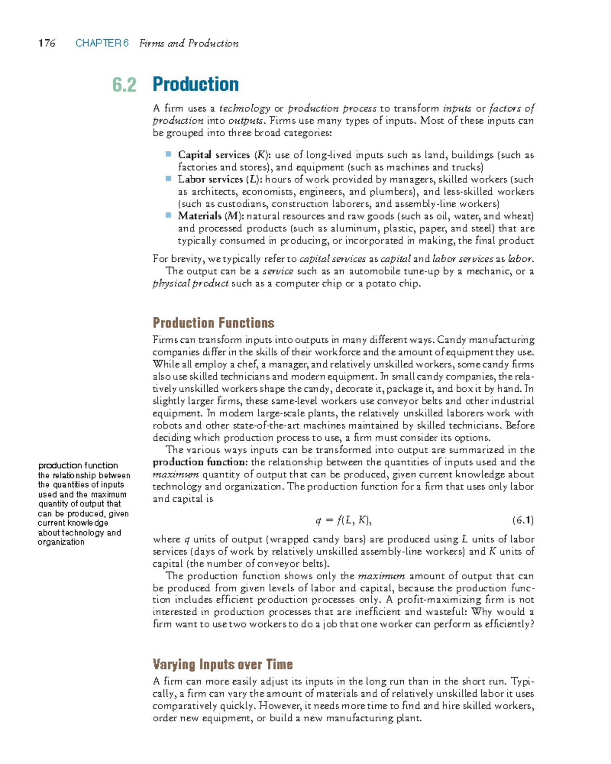 Production Function - fscgvb - 176 CHAPTeR 6 Firms and Production 6 ...