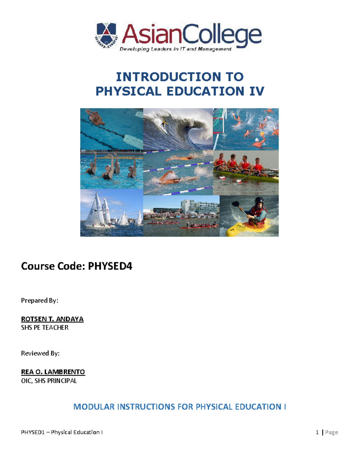 Physed 4 (3rd quarter) (3) - INTRODUCTION TO PHYSICAL EDUCATION IV ...