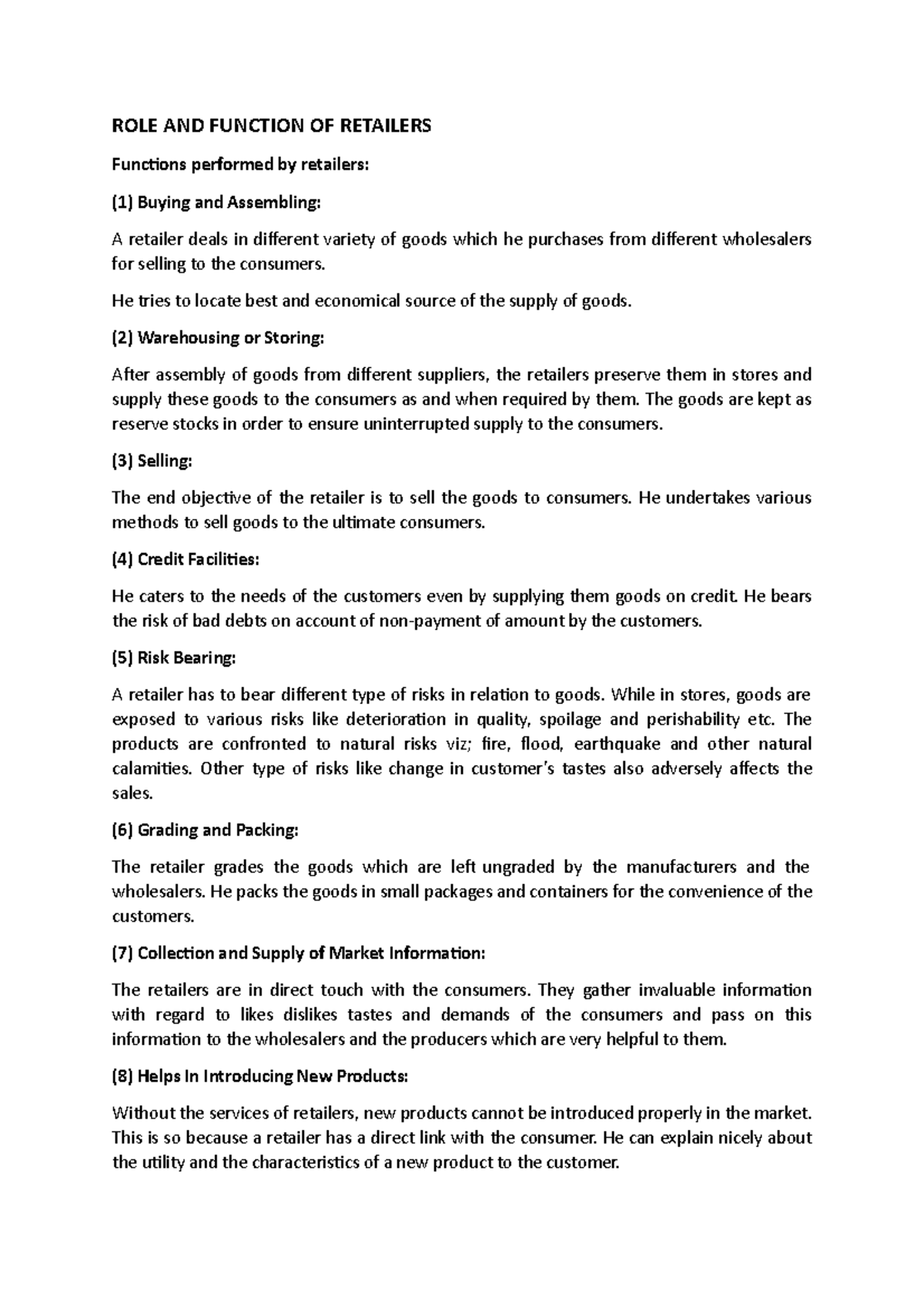 ROLE AND Function OF Retailers - ROLE AND FUNCTION OF RETAILERS ...