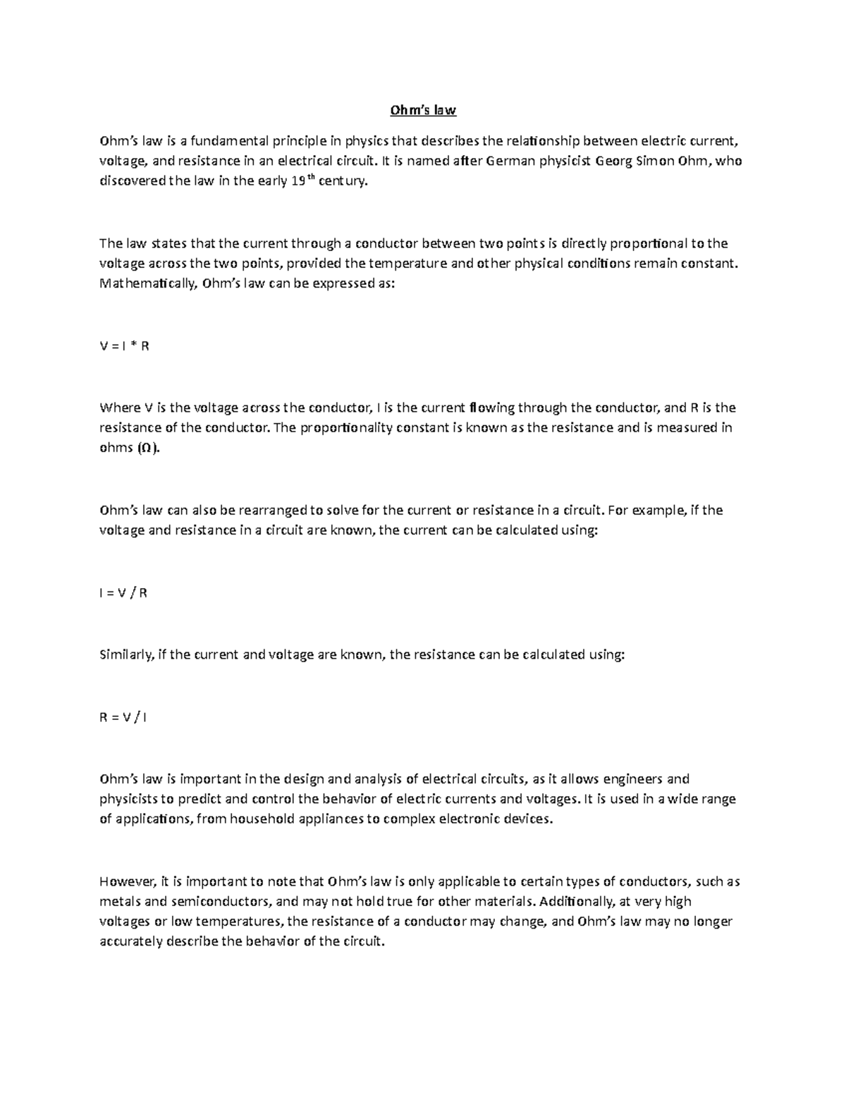 Ohm’s law - Ohm’s law concept in physics - Ohm’s law is a fundamental ...