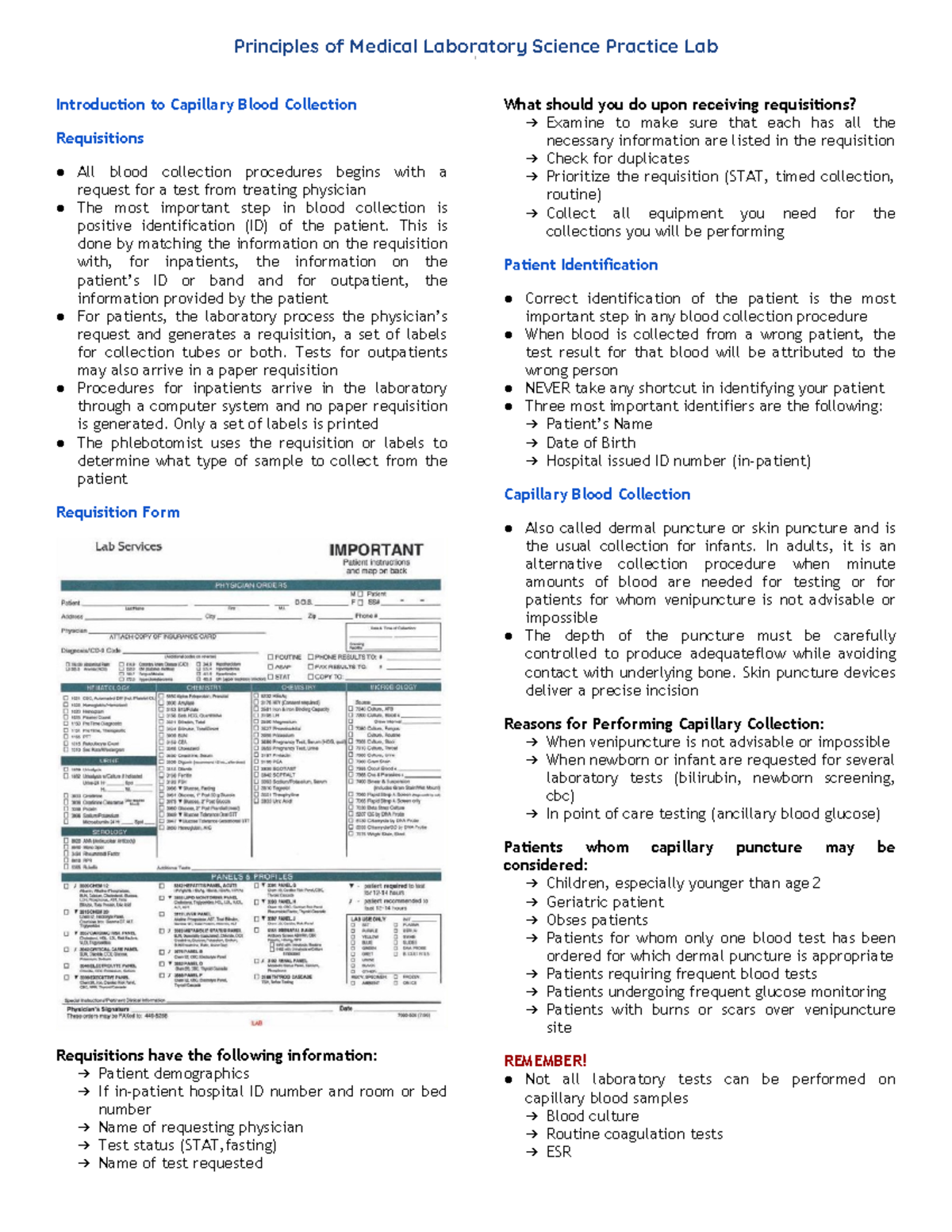 PMLS 2 - NOTS - Principles of Medical Laboratory Science Practice Lab ...