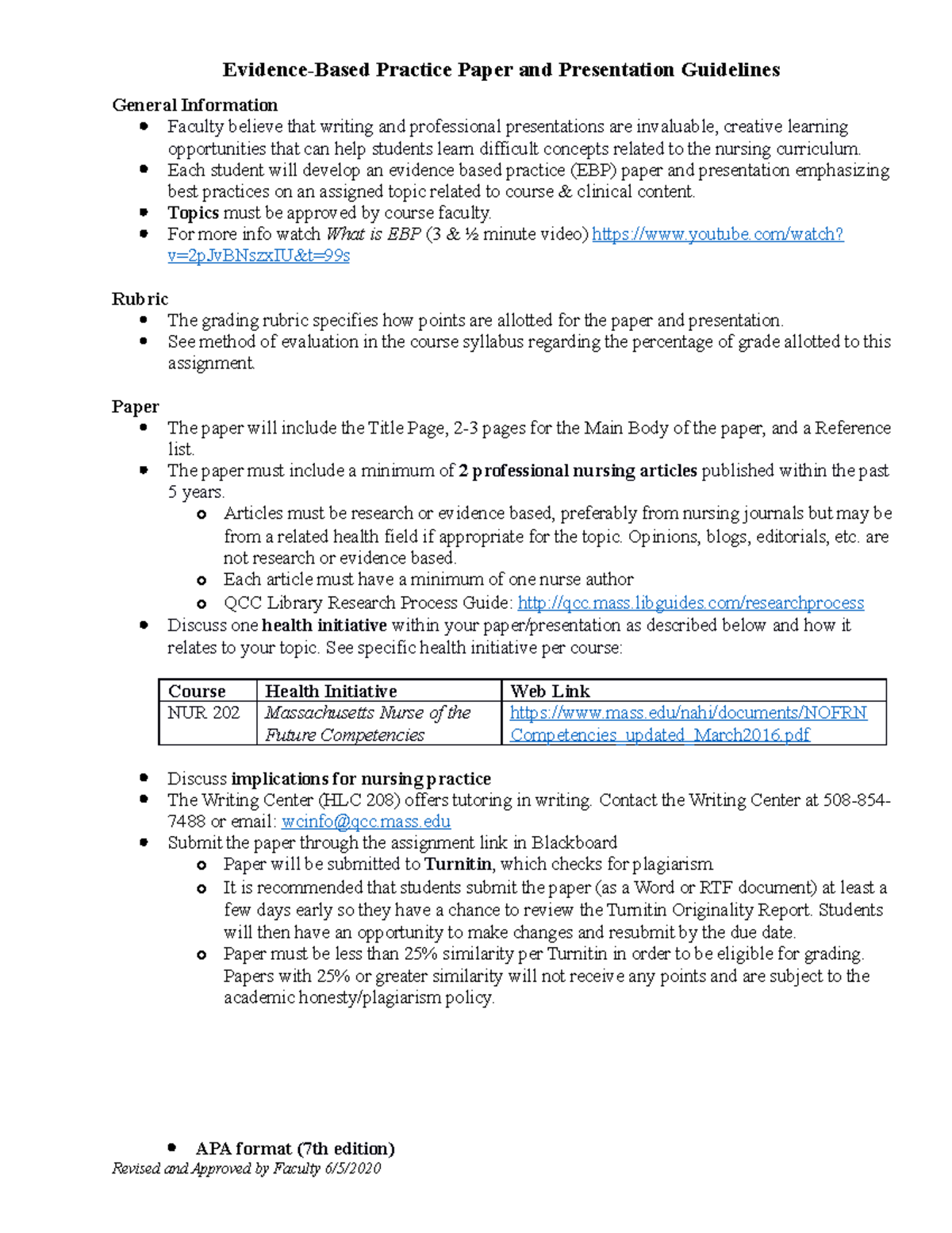 EBP Assignment NUR 202 - ..... - Evidence-Based Practice Paper and ...