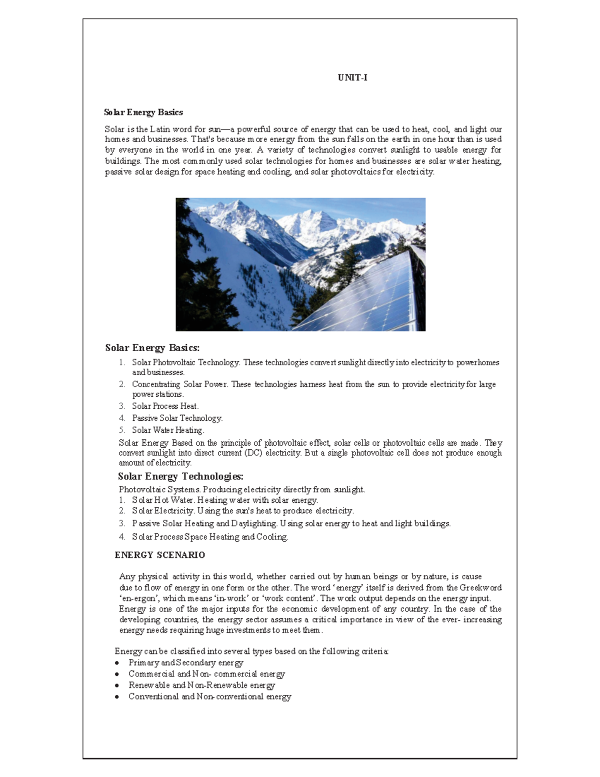 Solar Energy U-1 - Solar Energy Basics UNIT-I Solar is the Latin word ...