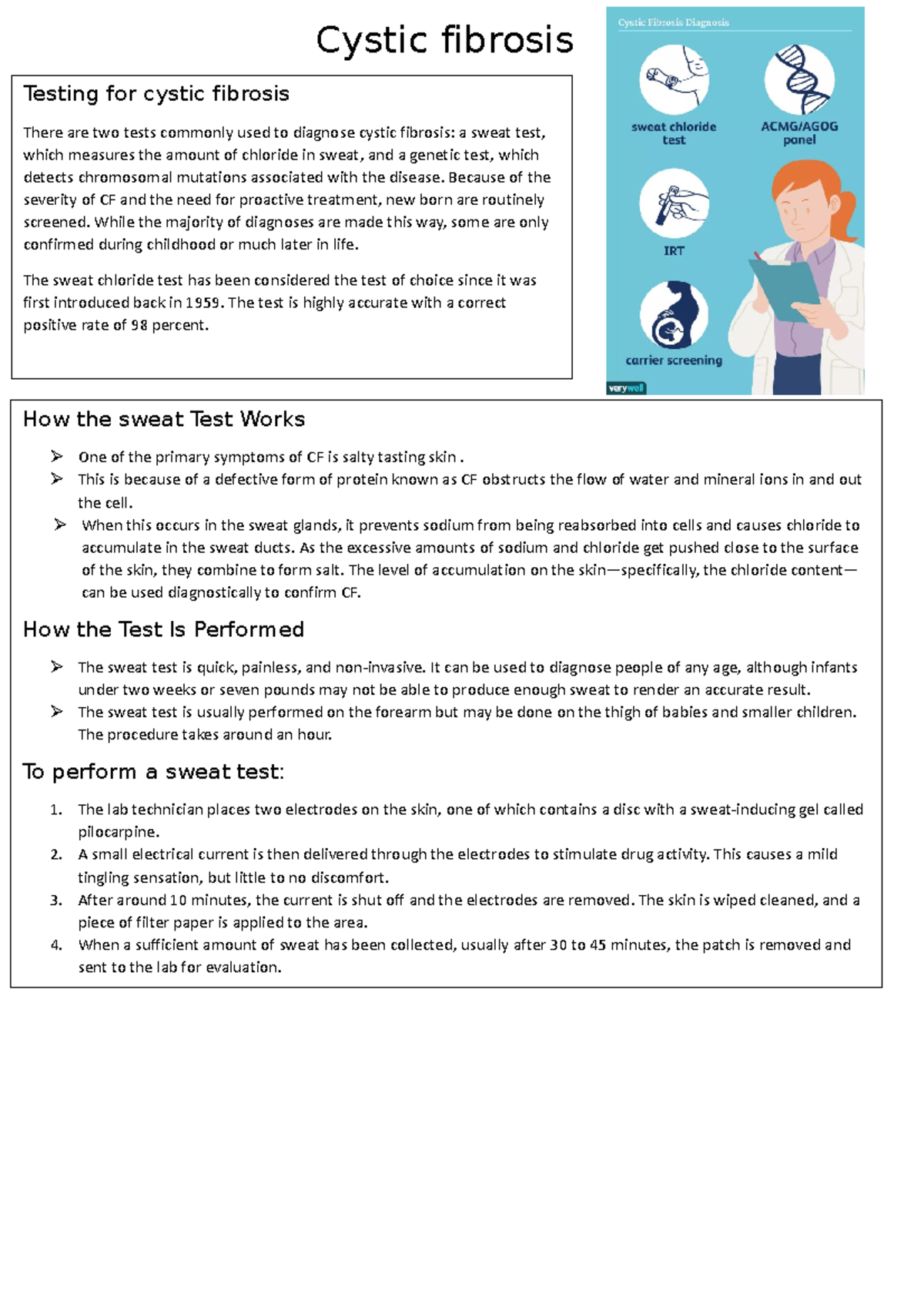 Cystic fibrosis poster - Testing for cystic fibrosis There are two ...