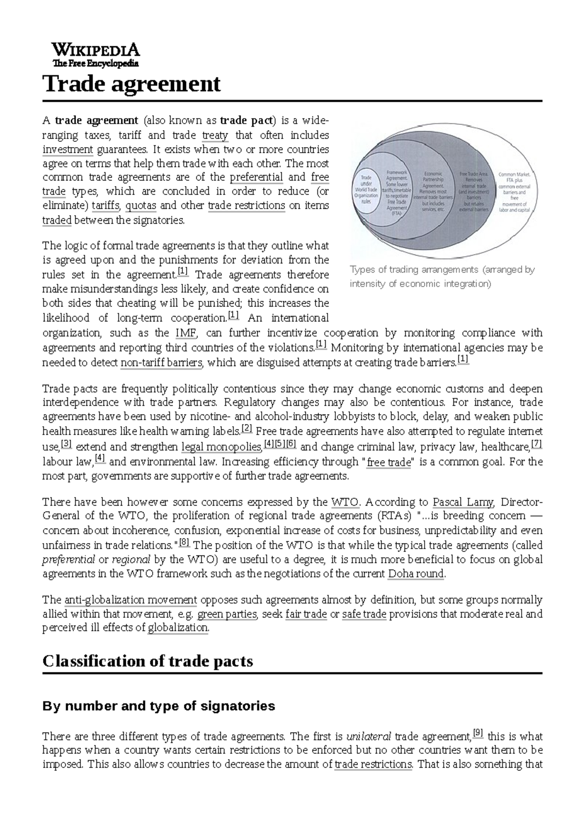 Trade agreement - It exists when two or more countries agree on terms ...