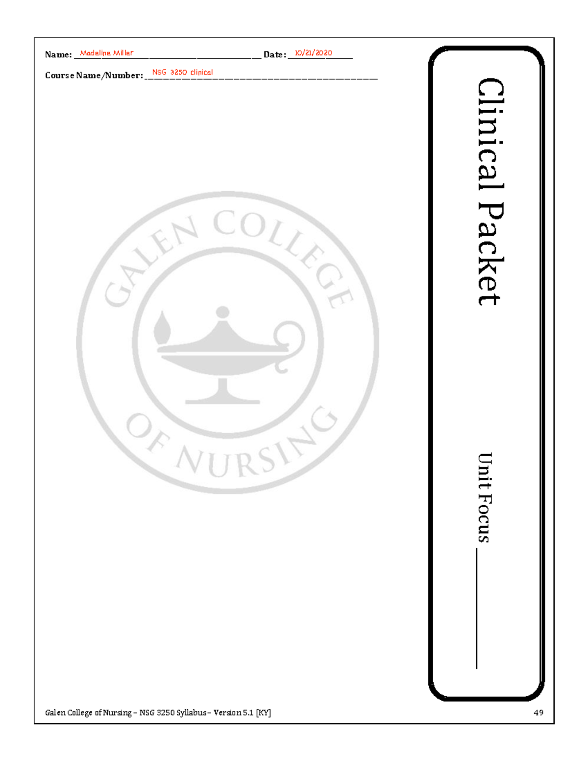 Clinical packet 2 - Name ...