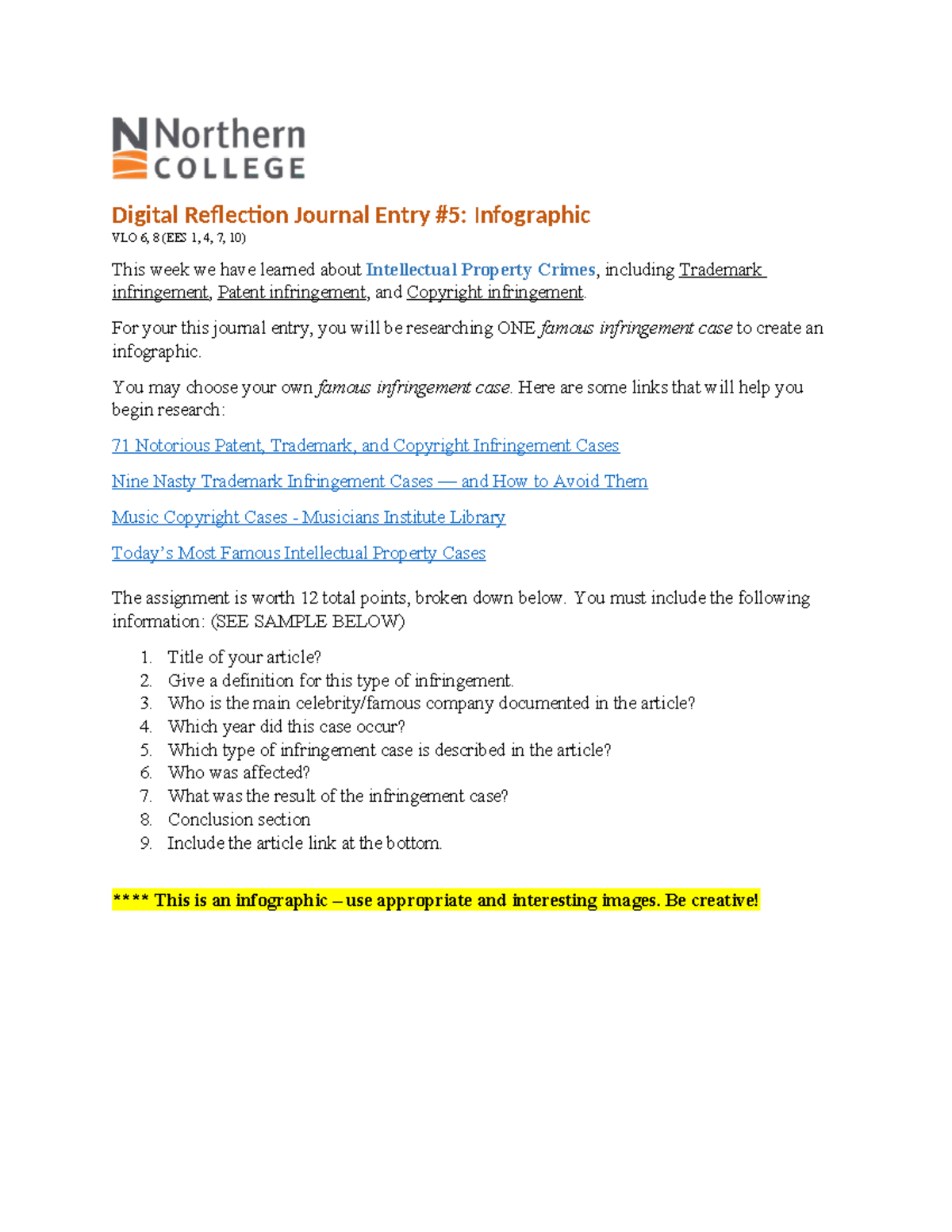 Infographic Assignment - Digital Reflection Journal Entry #5 ...