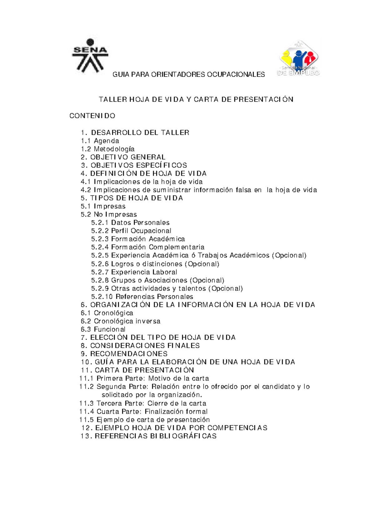 Taller hoja de vida y carta de presentacion - TA LLER H OJA D E V I D A ...