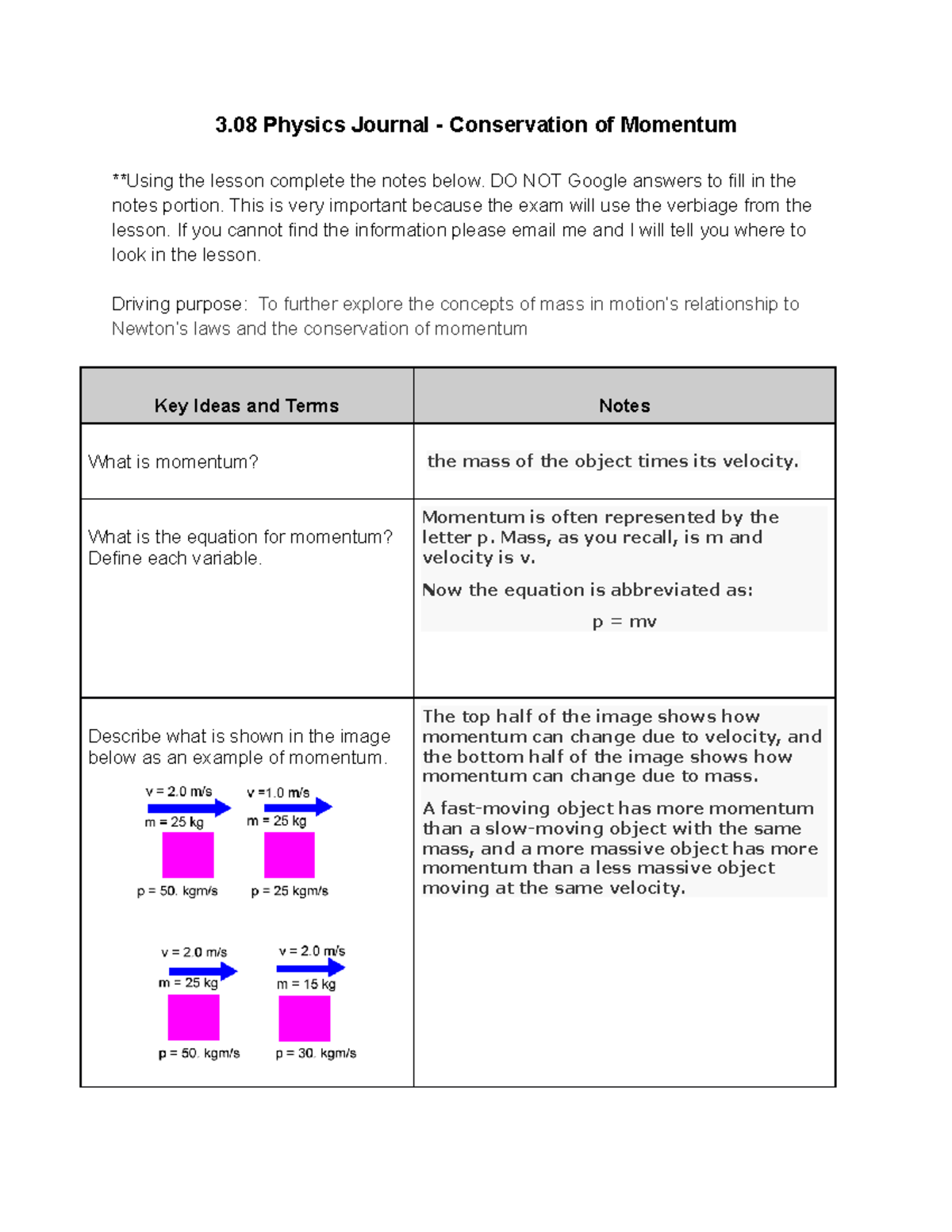Momentum Physics Examples