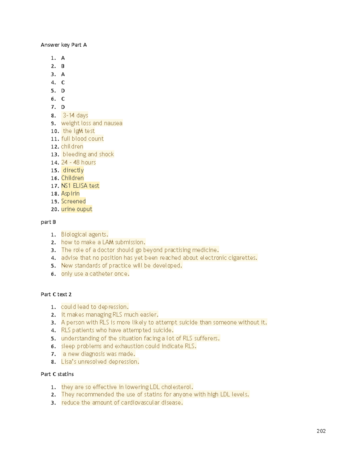 Full Reading Test ABC-24- Answer Key - Answer key Part A 1. A 2. B 3. A ...