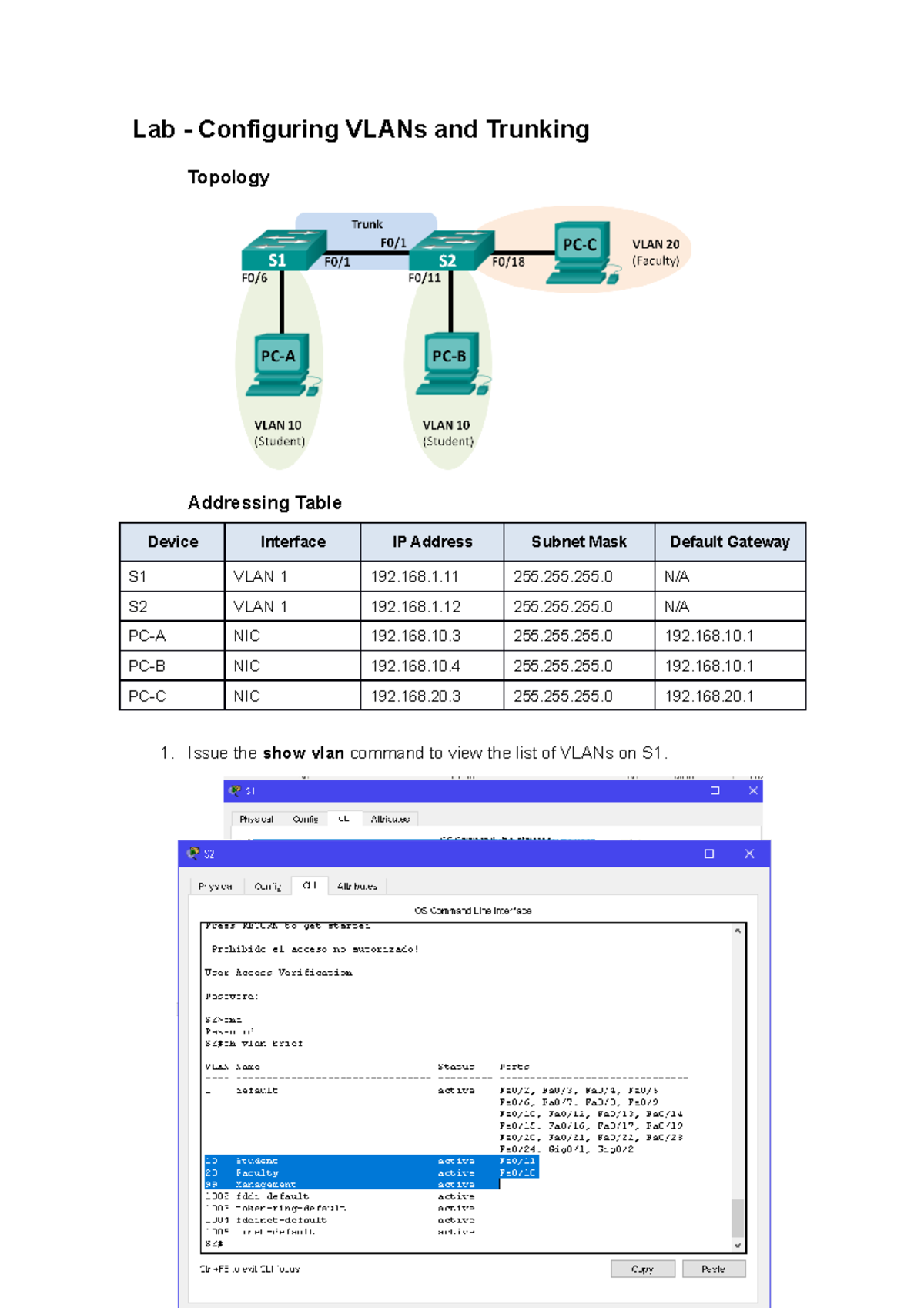 Lab - Configuring Vlans And Trunking at John Ricks blog