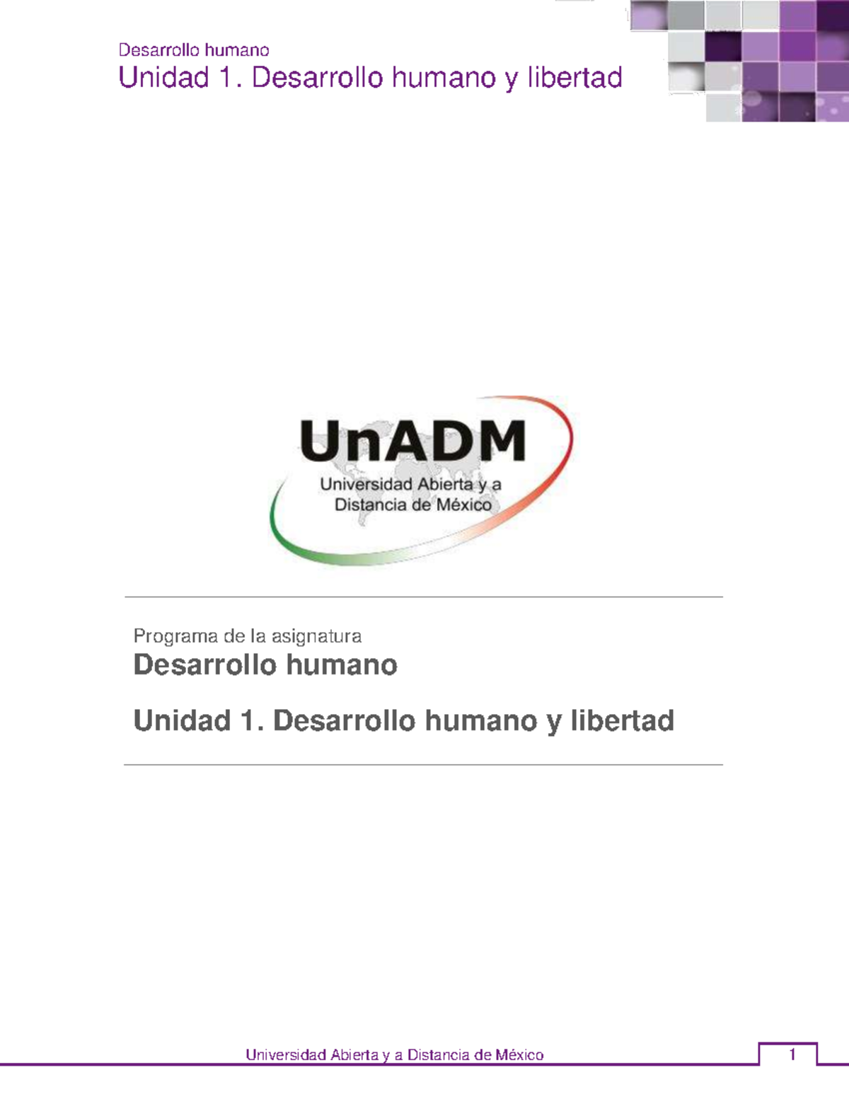 DHU U1 Contenido - Material de apoyo - Unidad 1. Desarrollo humano y ...
