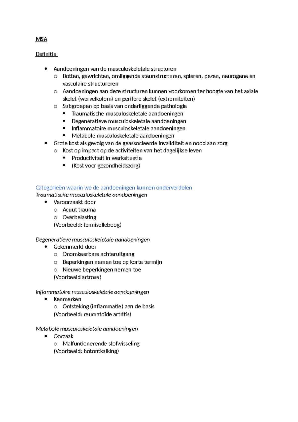 Musculoskeletale aandoeningen - voorbereiding + casussen - MSA ...