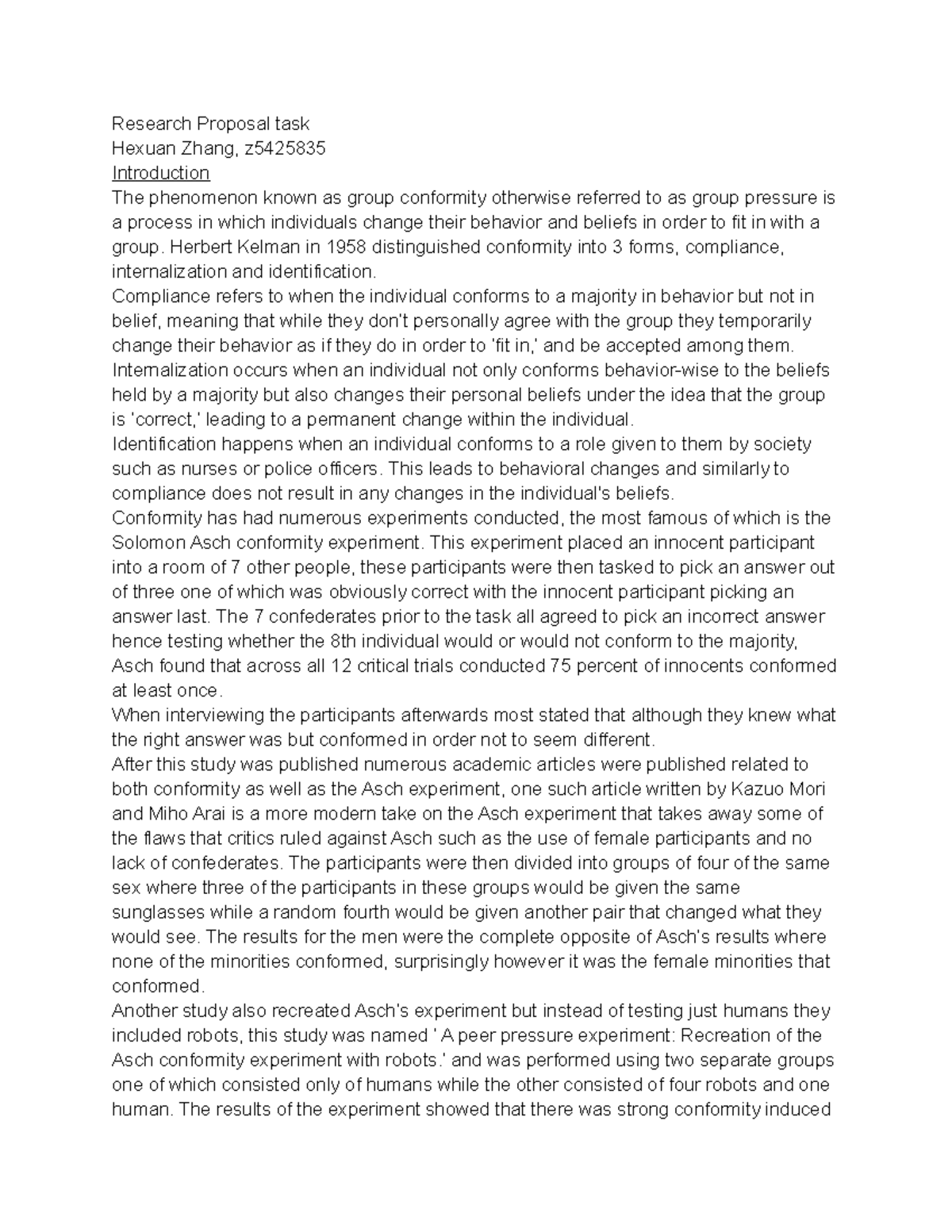 PSYC research proposal - Research Proposal task Hexuan Zhang, z ...