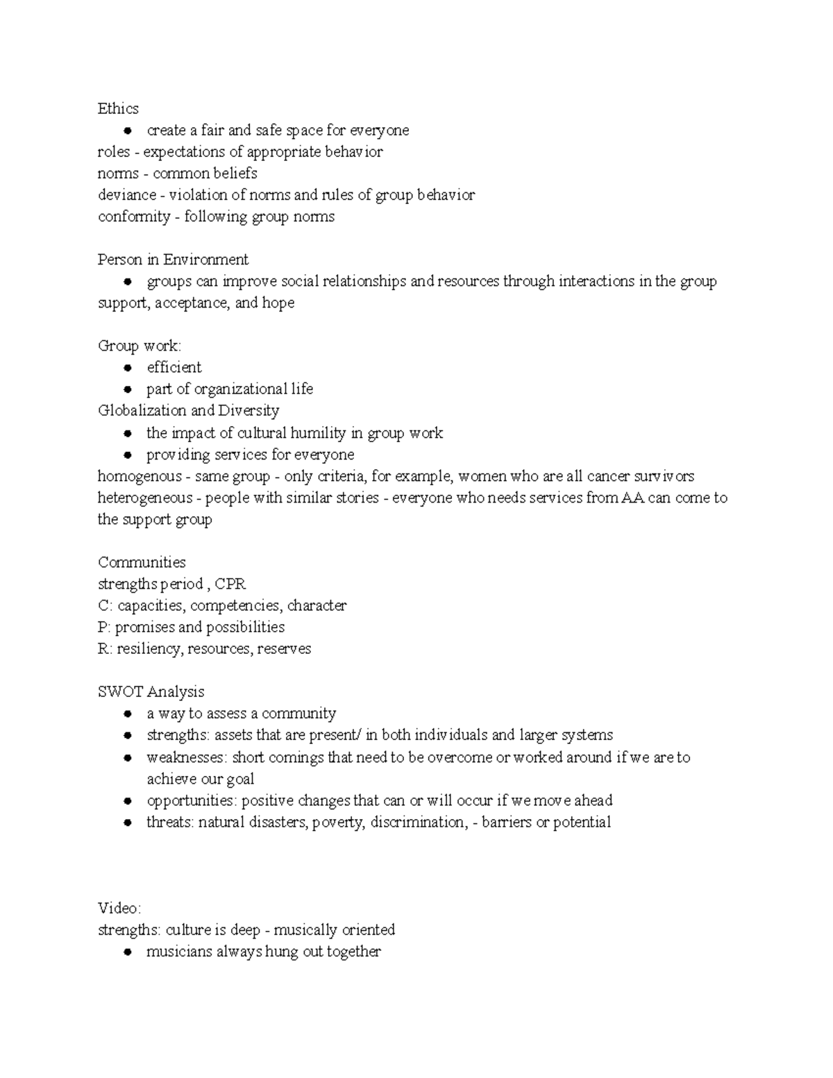 Sw 330 - this course is about human behavior and culture. taught by dr ...