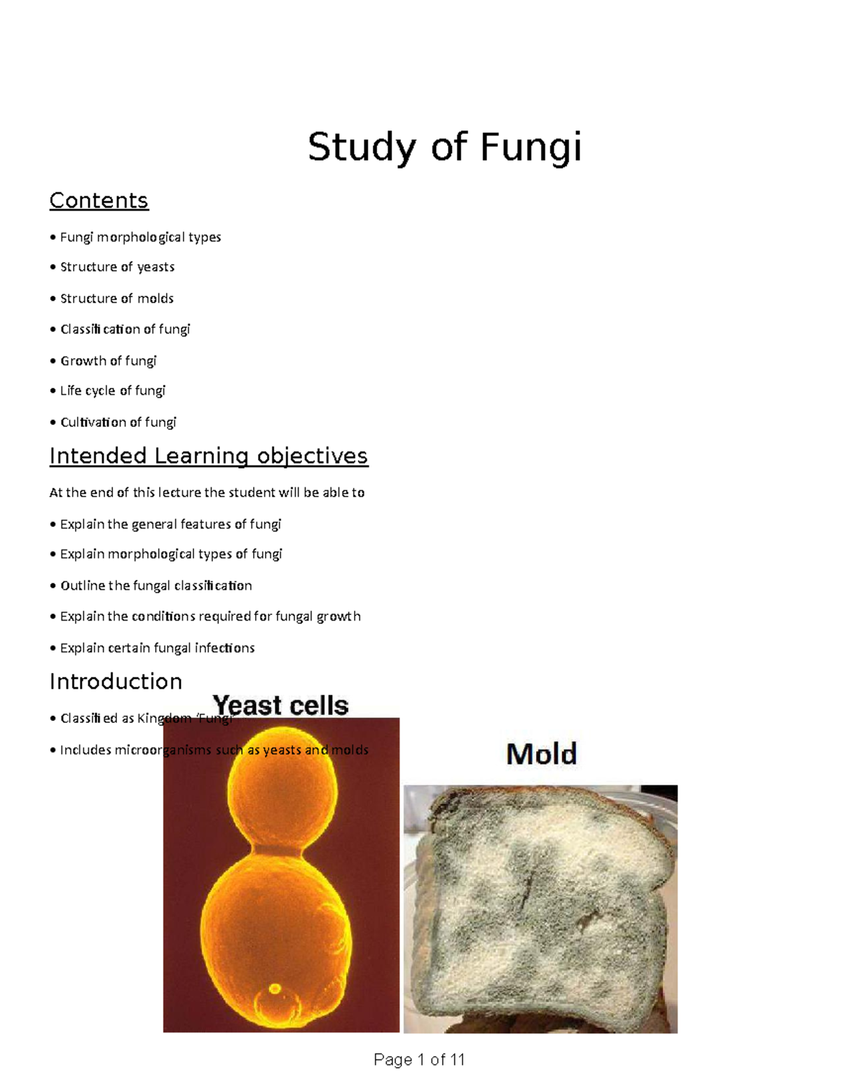Chapter - 30 Study of fungi - Study of Fungi Contents Fungi morphological types Structure of ...