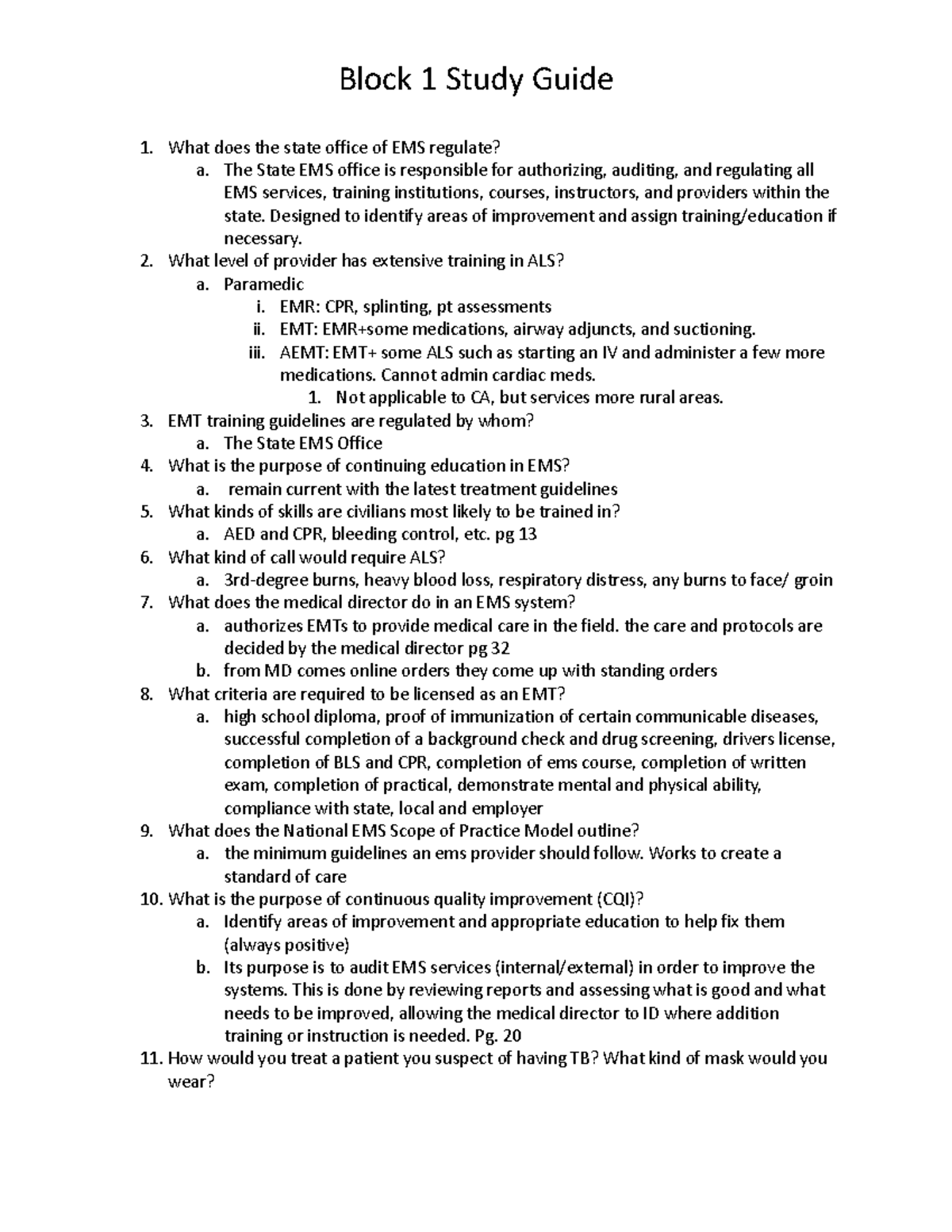 A5- Final Study Guide Outline - What does the state office of EMS ...