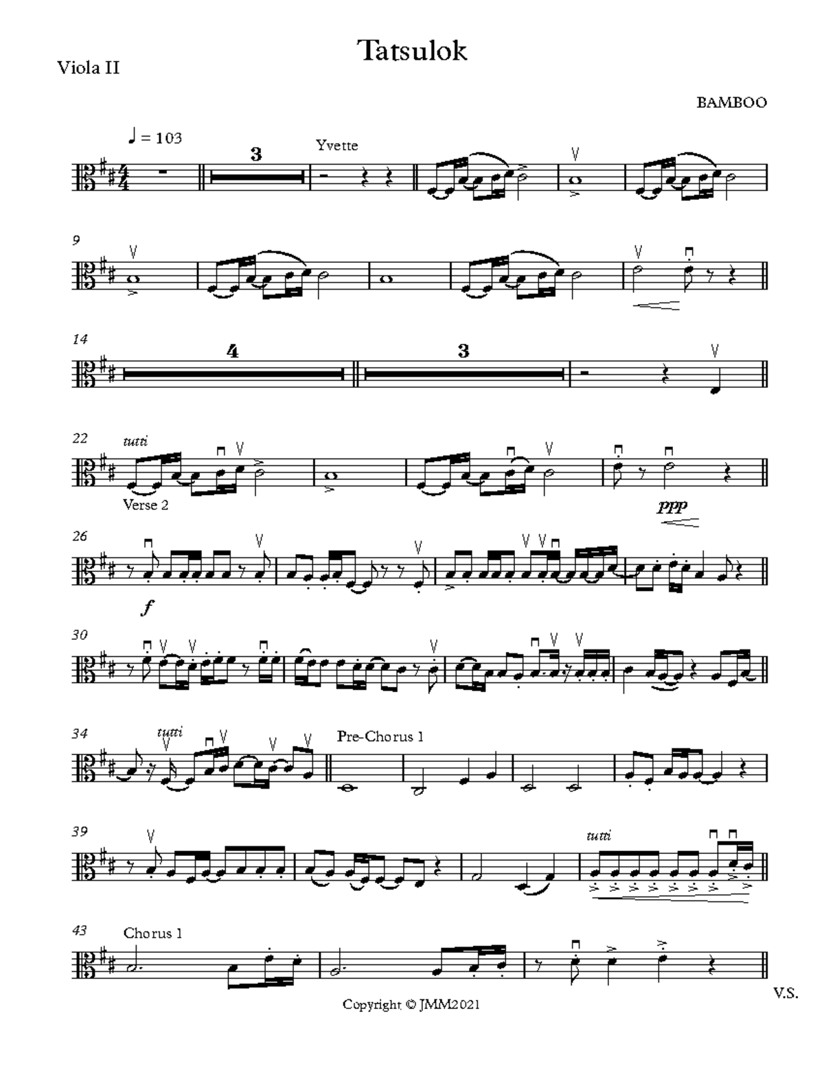 Simplified Tatsulok by Bamboo ensem 2 Viola II - Copyright © JMM Viola ...