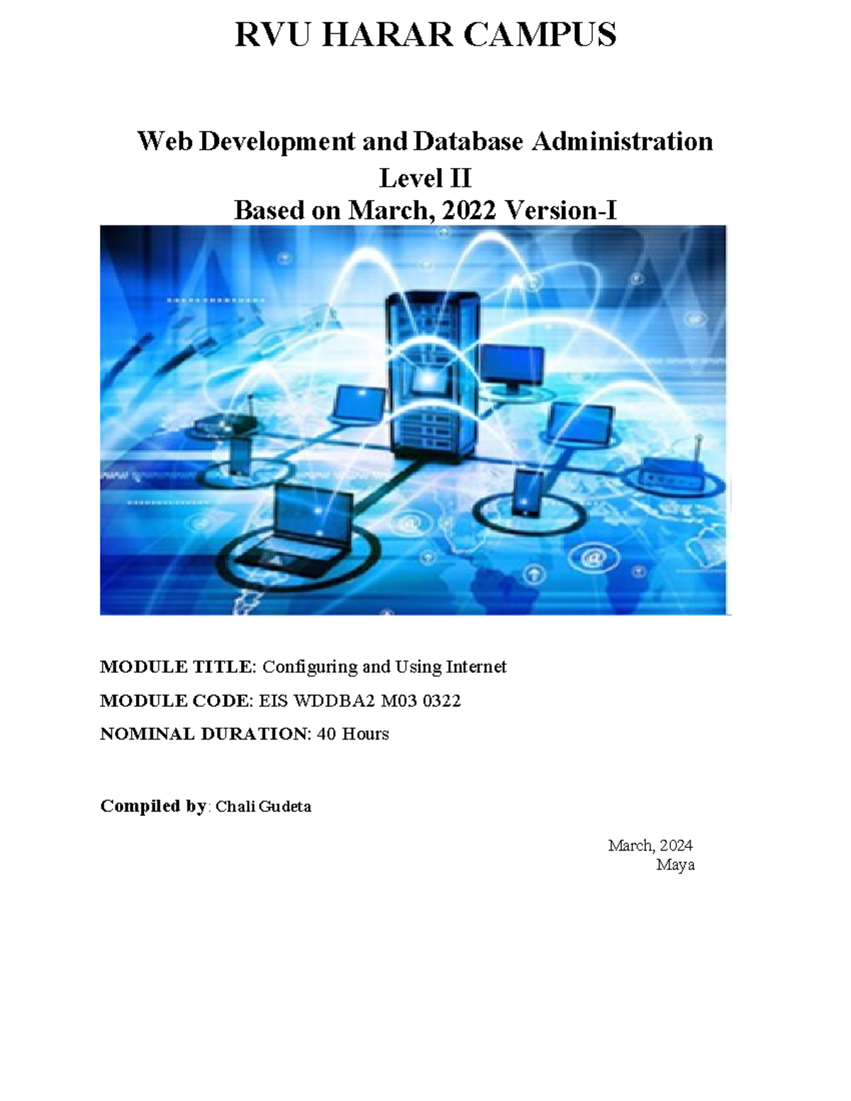 M03-CIU - RVU HARAR CAMPUS Web Development and Database Administration Level II Based on March ...