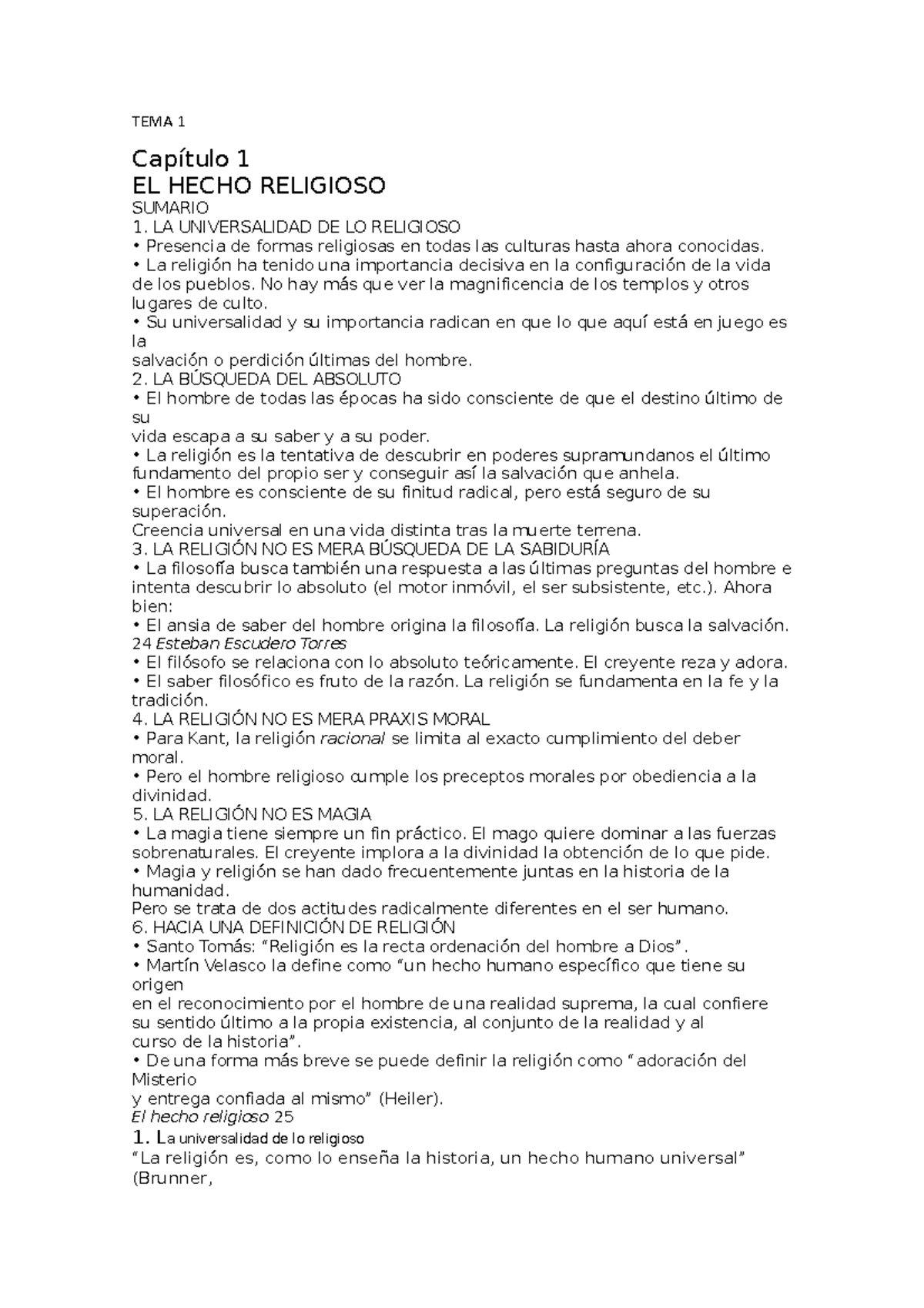 TEMA 1 Resumen - 23-24 - TEMA 1 Capítulo 1 EL HECHO RELIGIOSO SUMARIO 1 ...