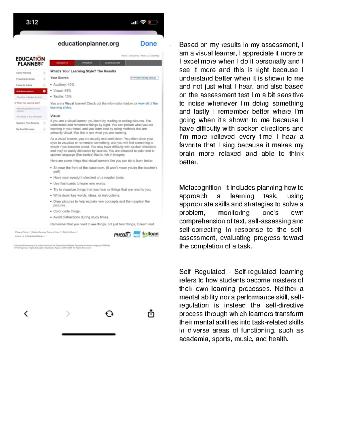 Capulong mini research - Based on my results in my assessment, I am a ...