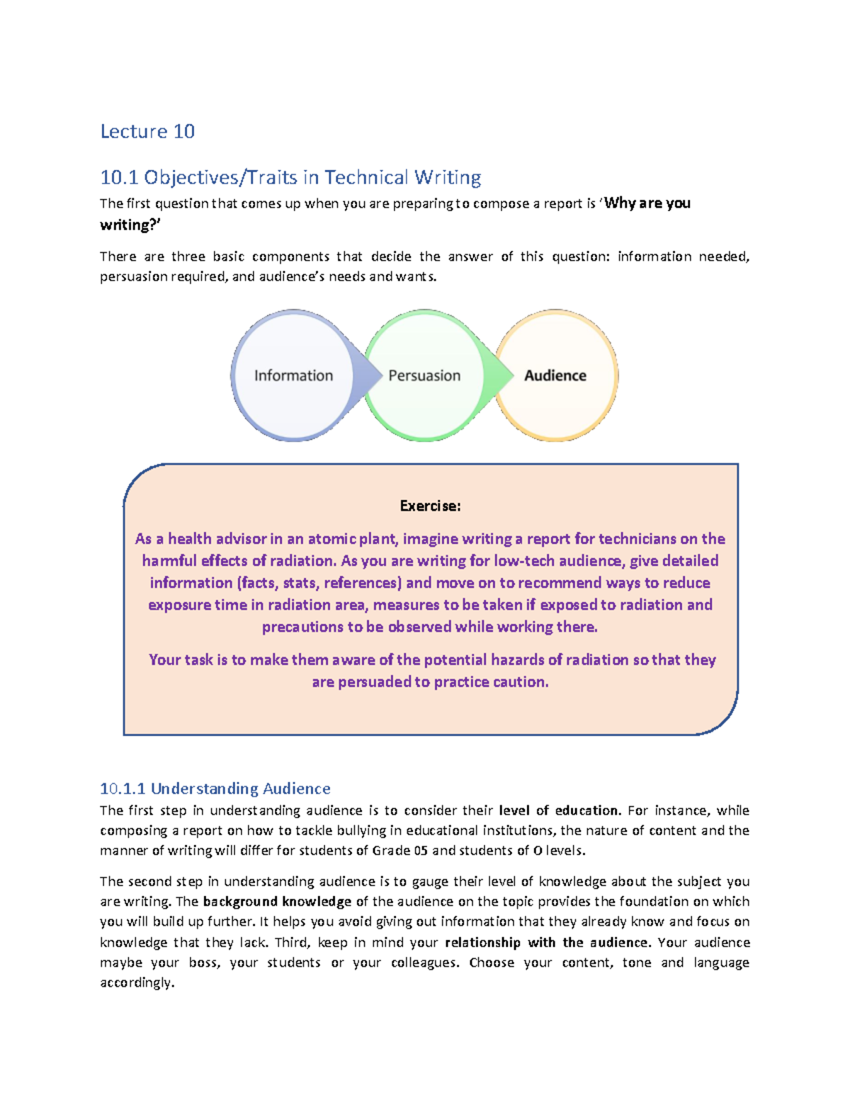 HUM120 Handouts Lecture 10 - Lecture 10 10 Objectives/Traits in Technical Writing The first ...