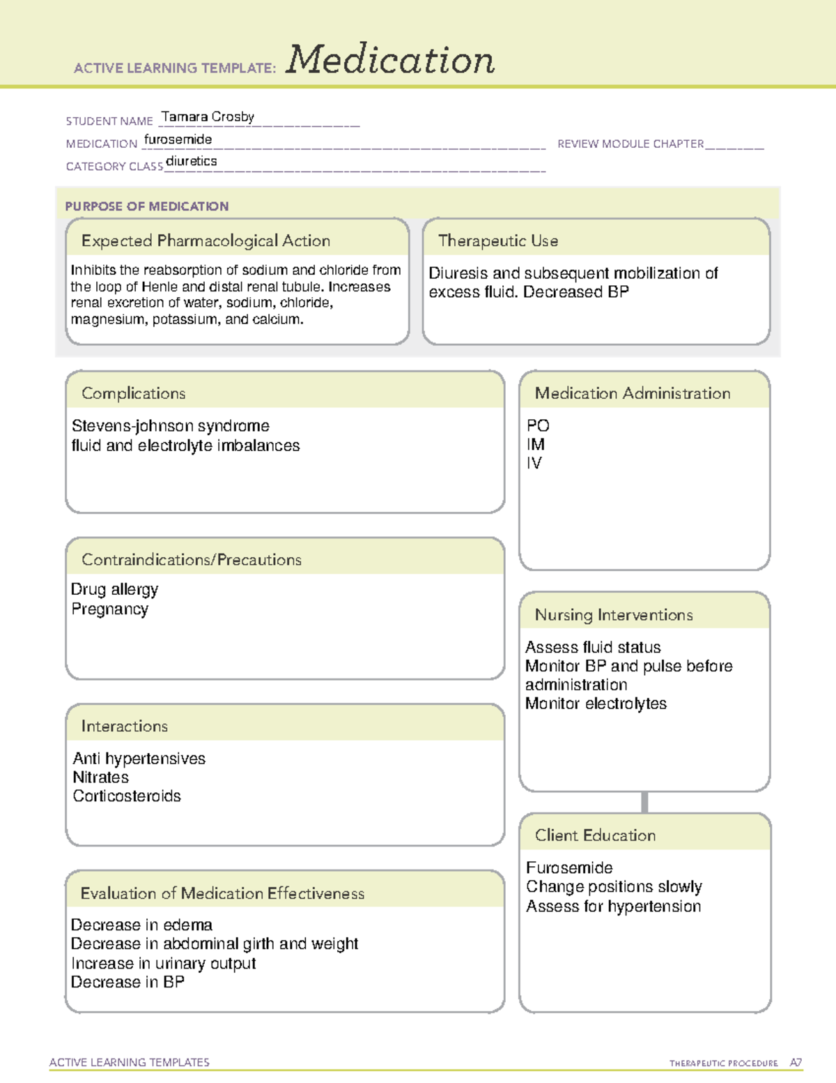 Pharm ALT 8 - ACTIVE LEARNING TEMPLATES THERAPEUTIC PROCEDURE A ...
