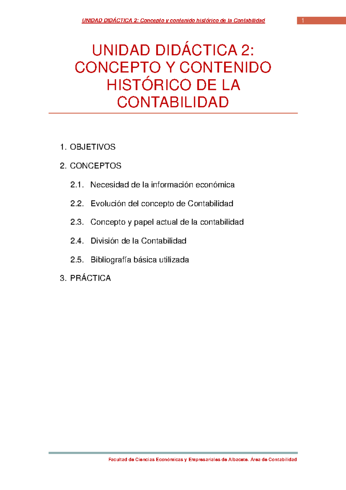 TEMA 2. Concepto y contenido histórico de la contabilidad - UNIDAD ...
