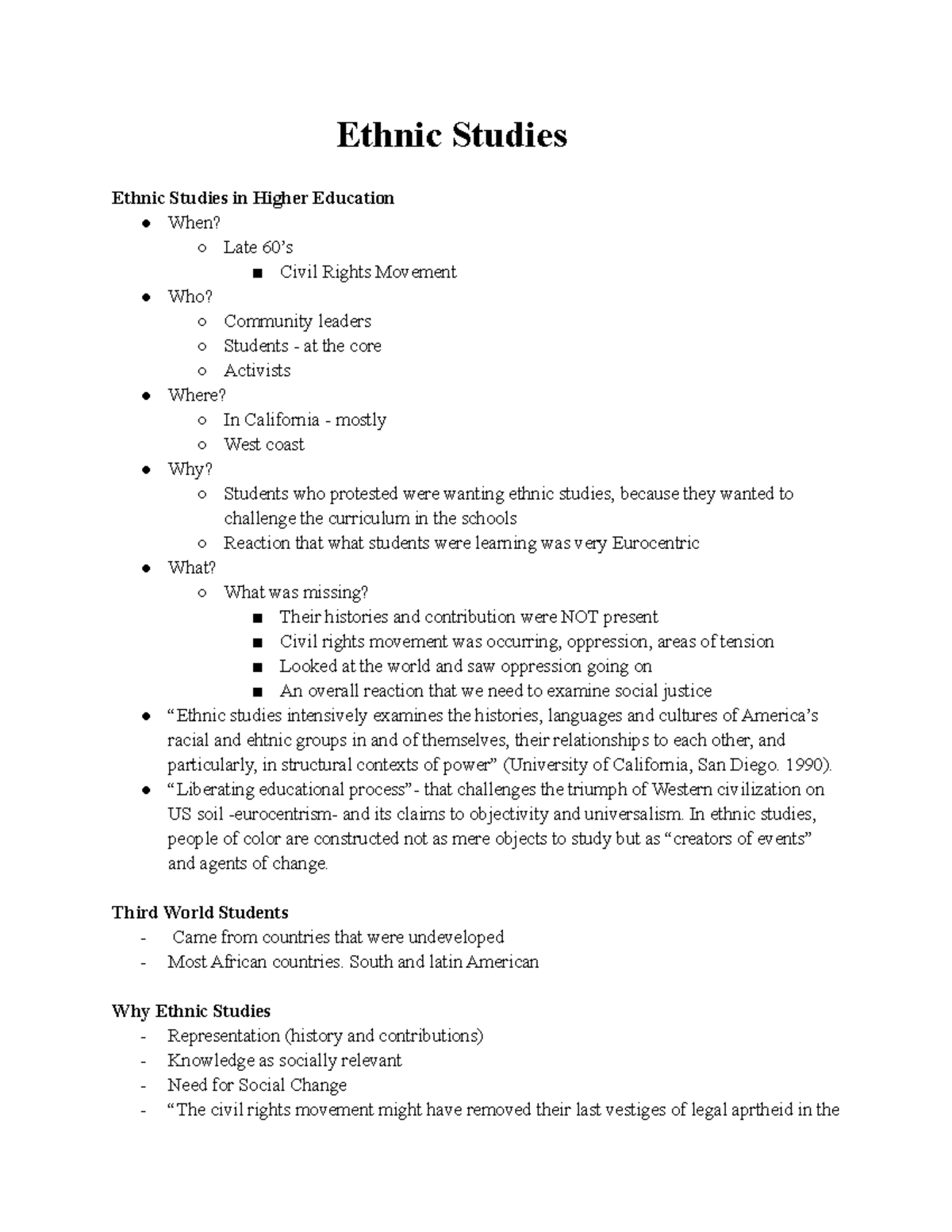 Engaging in Differences and Diversity - Ethnic Studies Ethnic Studies ...