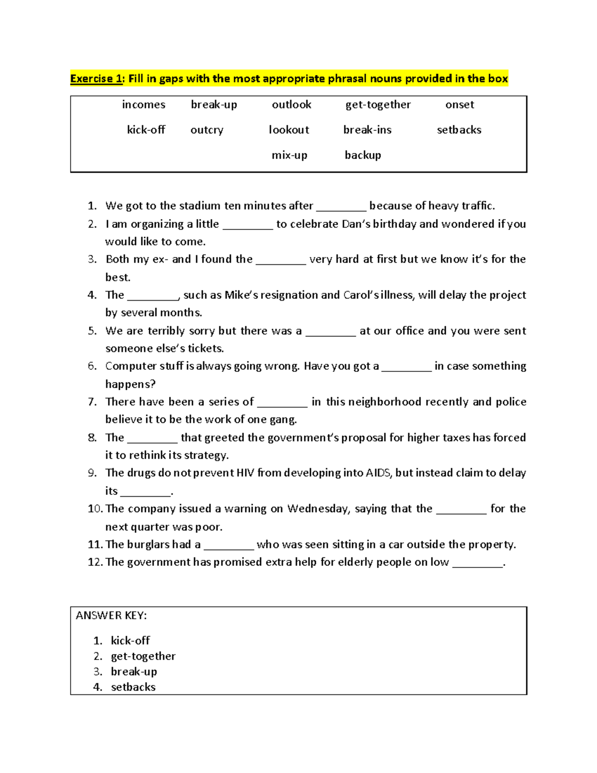Answer KEYS UNIT 2 3 - Keys - Exercise 1: Fill in gaps with the most ...