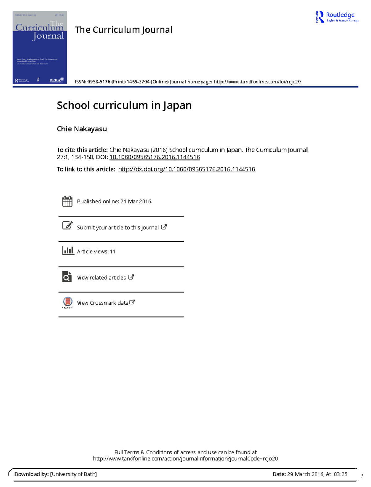School curriculum in Japan - 1080/09585176. To link to this article: dx ...